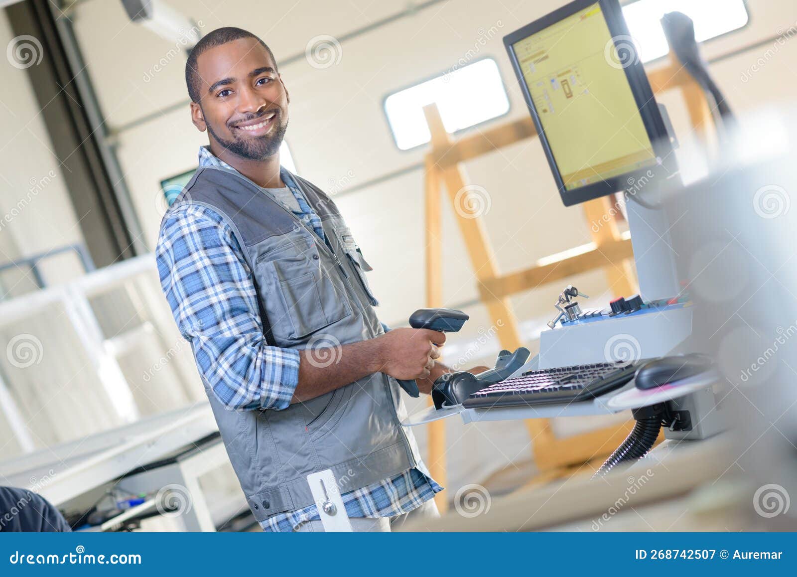 Portrait Production Inventory Worker Stock Image - Image of retail ...