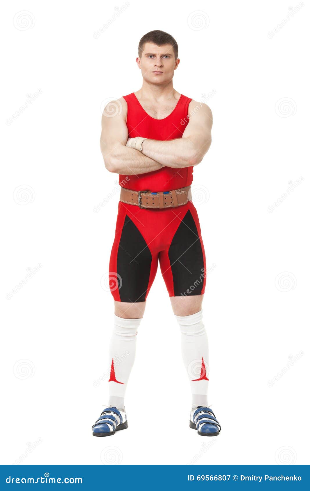 Portrait of Professional Athlete Isolated on White. Stock Image - Image ...