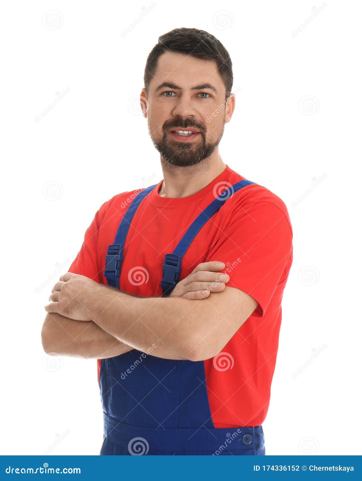 Portrait of Professional Auto Mechanic on White Background Stock Photo ...