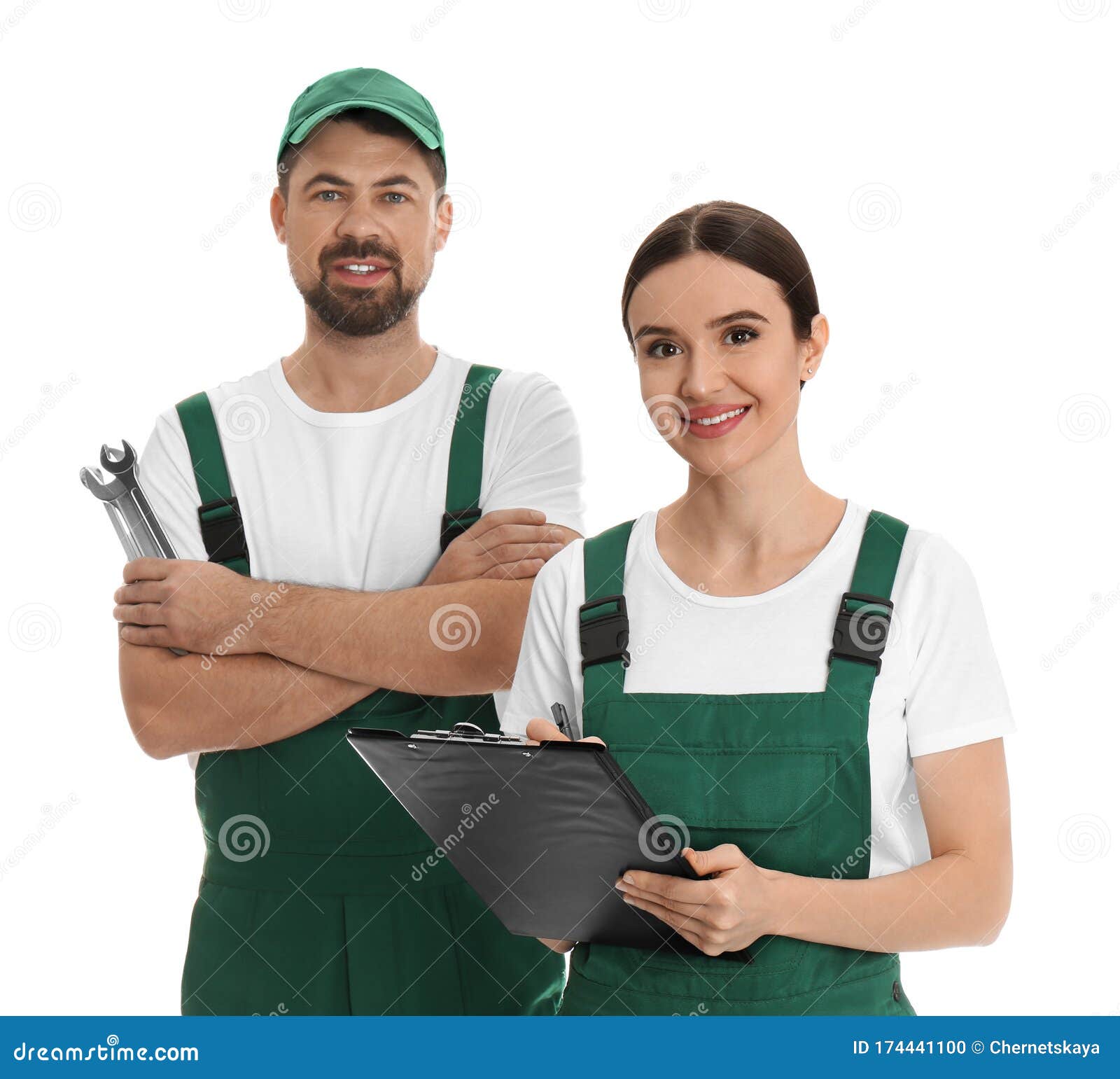 Portrait of Professional Auto Mechanics on Background Stock Photo ...