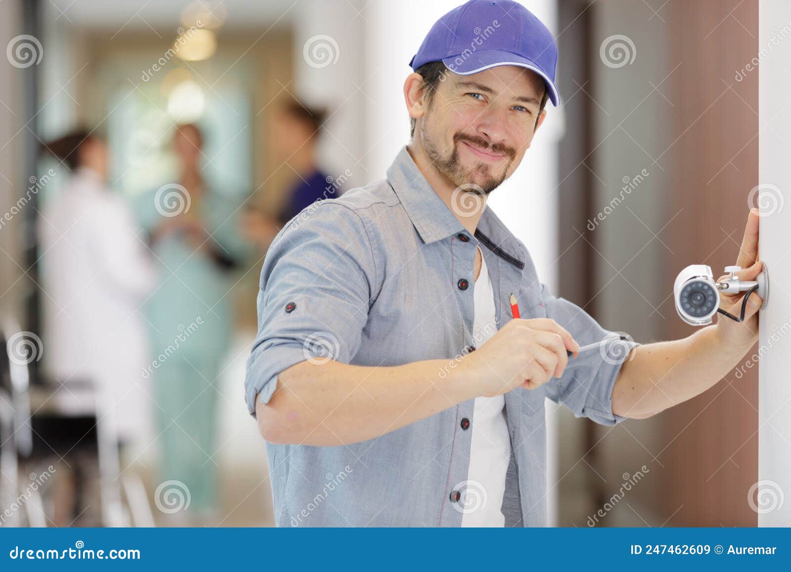 Portrait Professional Cctv Technician Working Stock Image - Image of ...