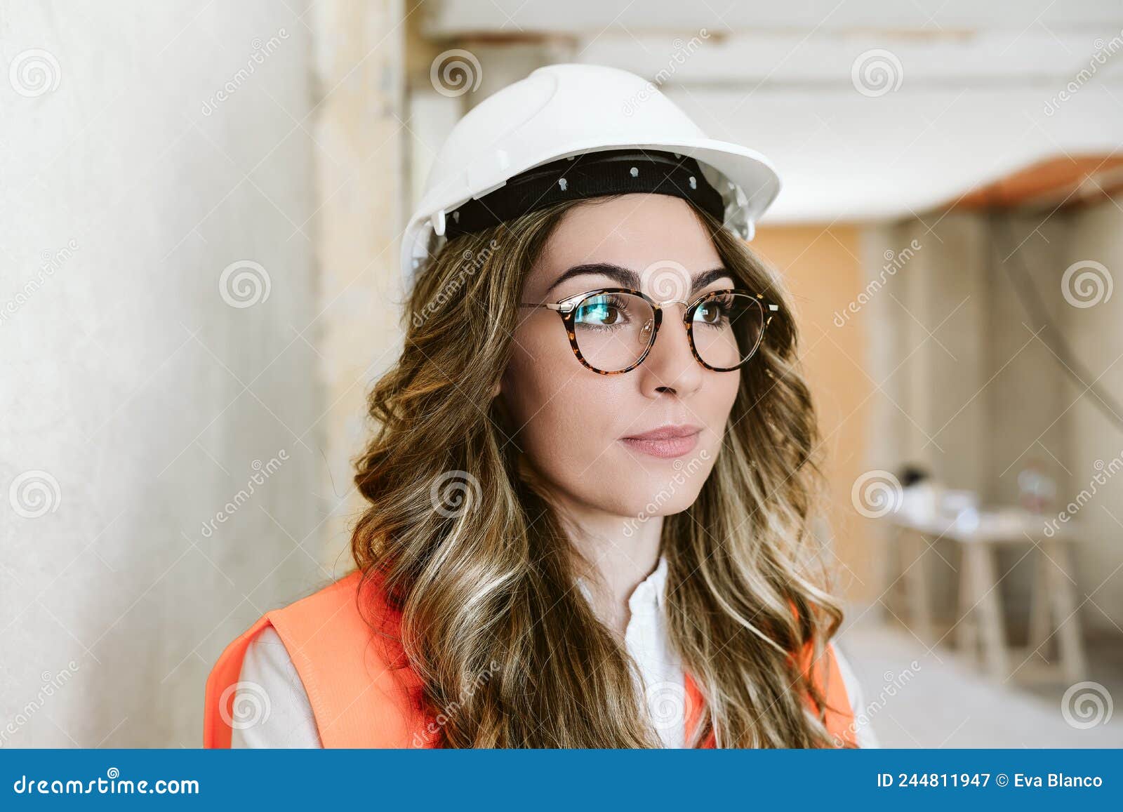 Portrait of Professional Confident Architect Woman in Construction Site ... Portrait of Professional Confident Architect Woman in Construction Site ...