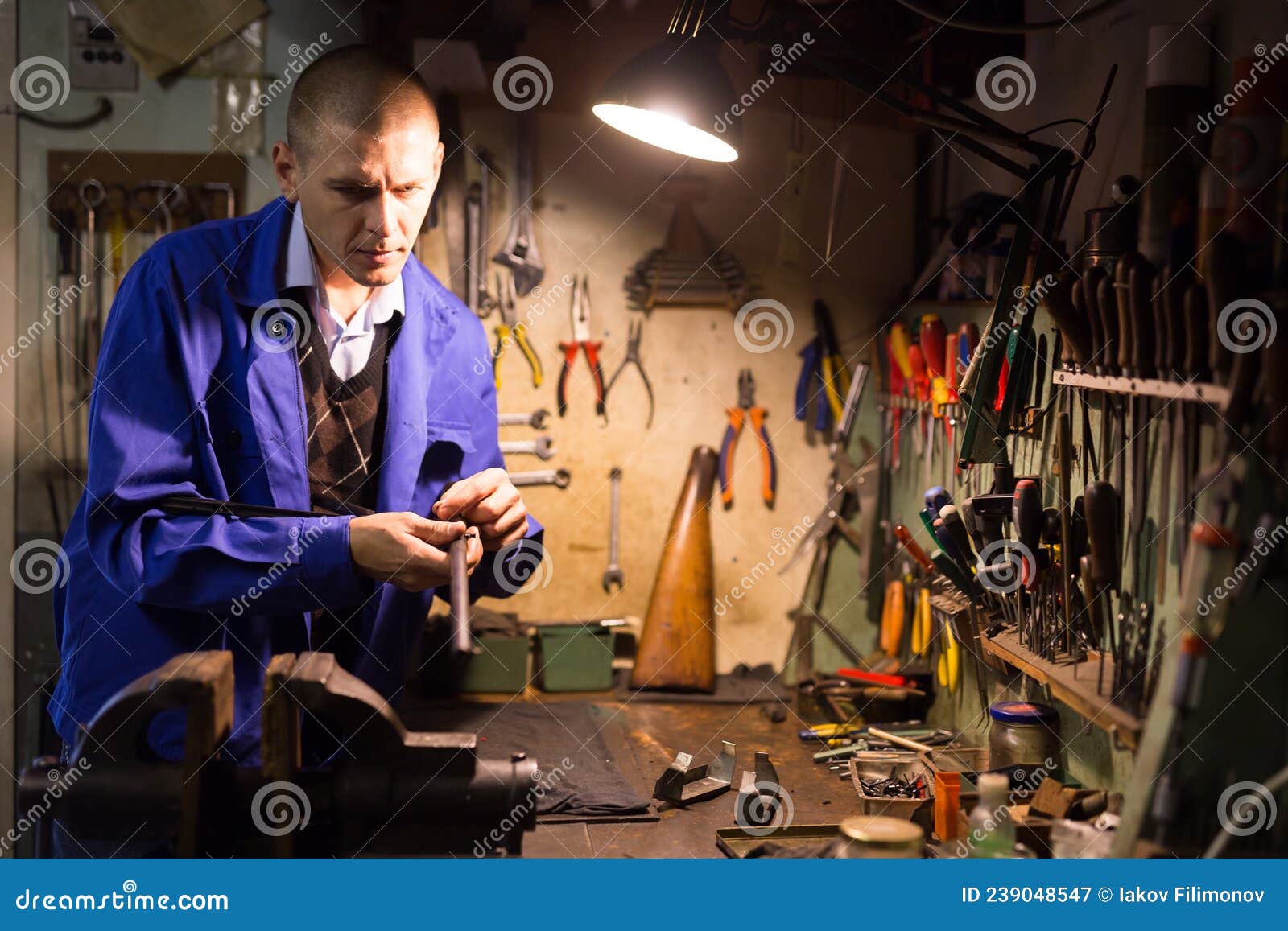 Professional Craftsman Repairing and Assembling Shotgun in Weapons ...