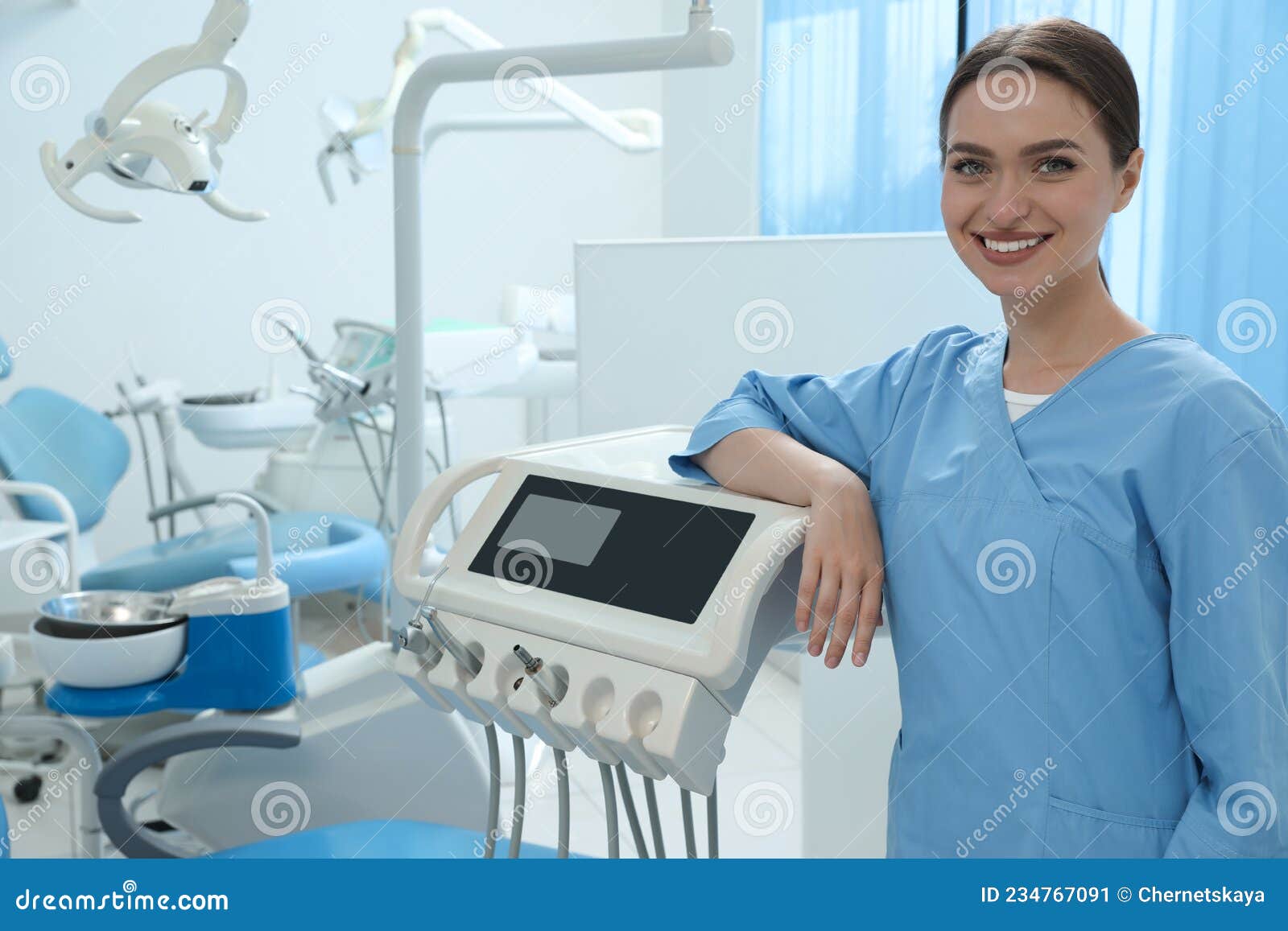 Portrait of Professional Dentist at Workplace in Clinic Stock Image ...