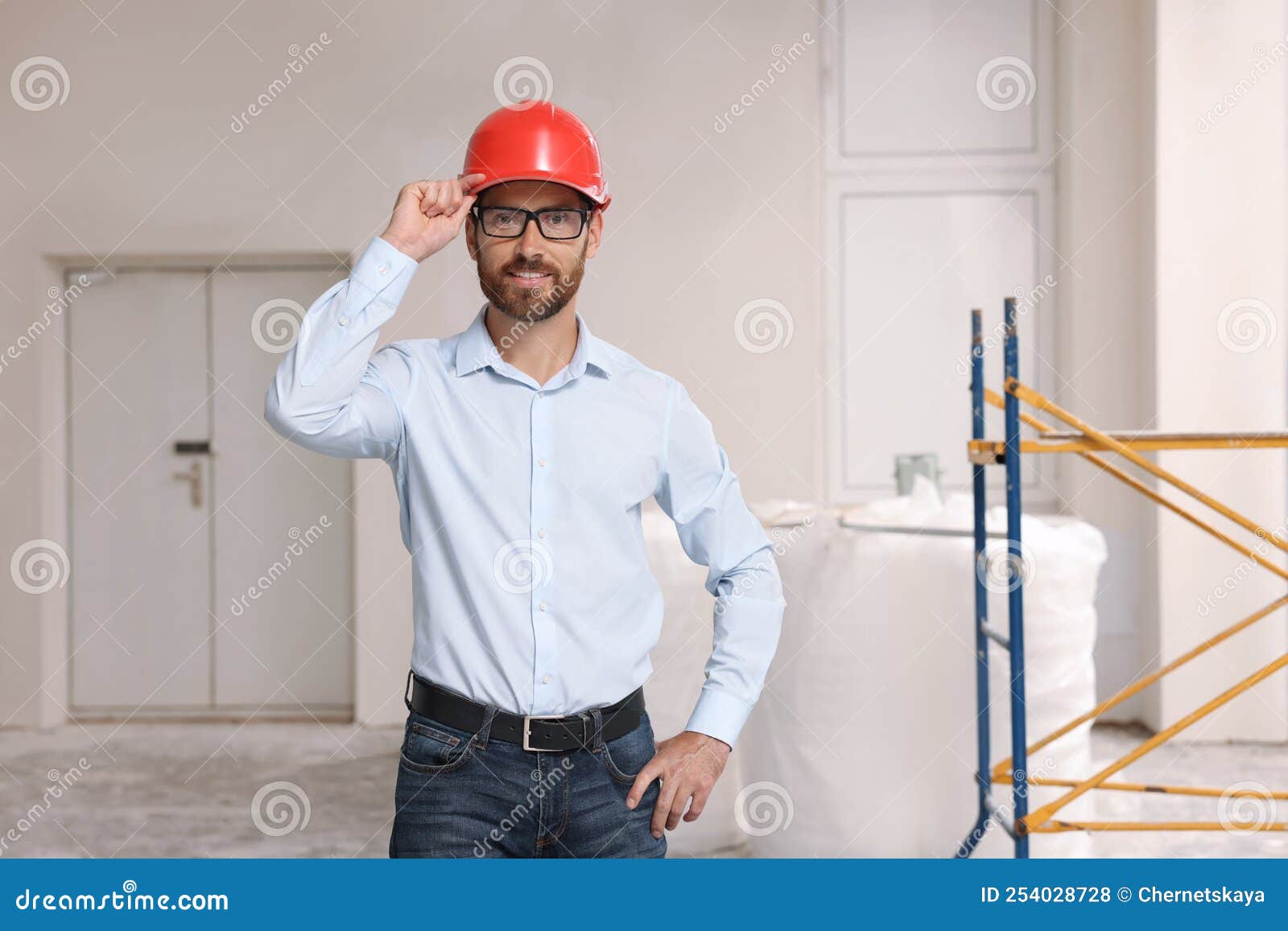 Portrait of Professional Engineer in Hard Hat Indoors Stock Photo ...