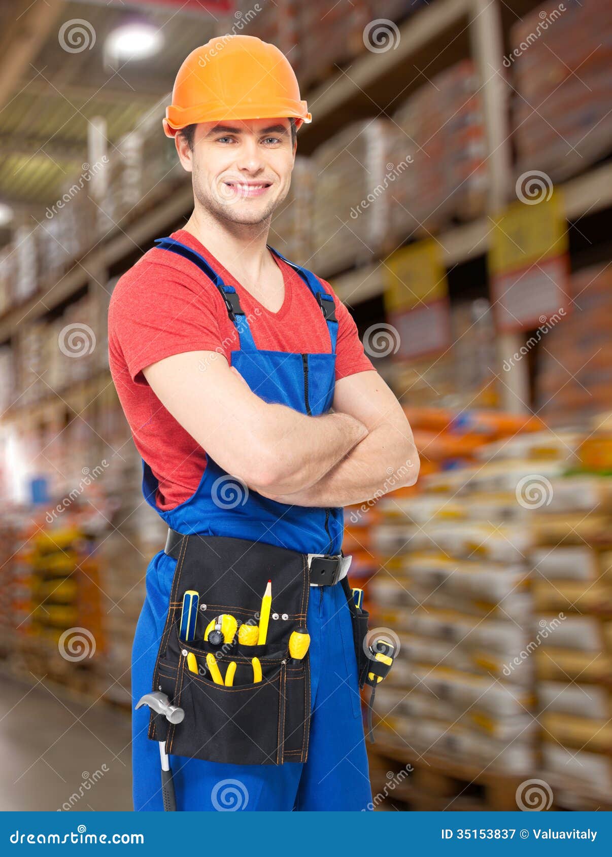 Portrait of the Professional Handyman at Store Stock Image - Image of ...