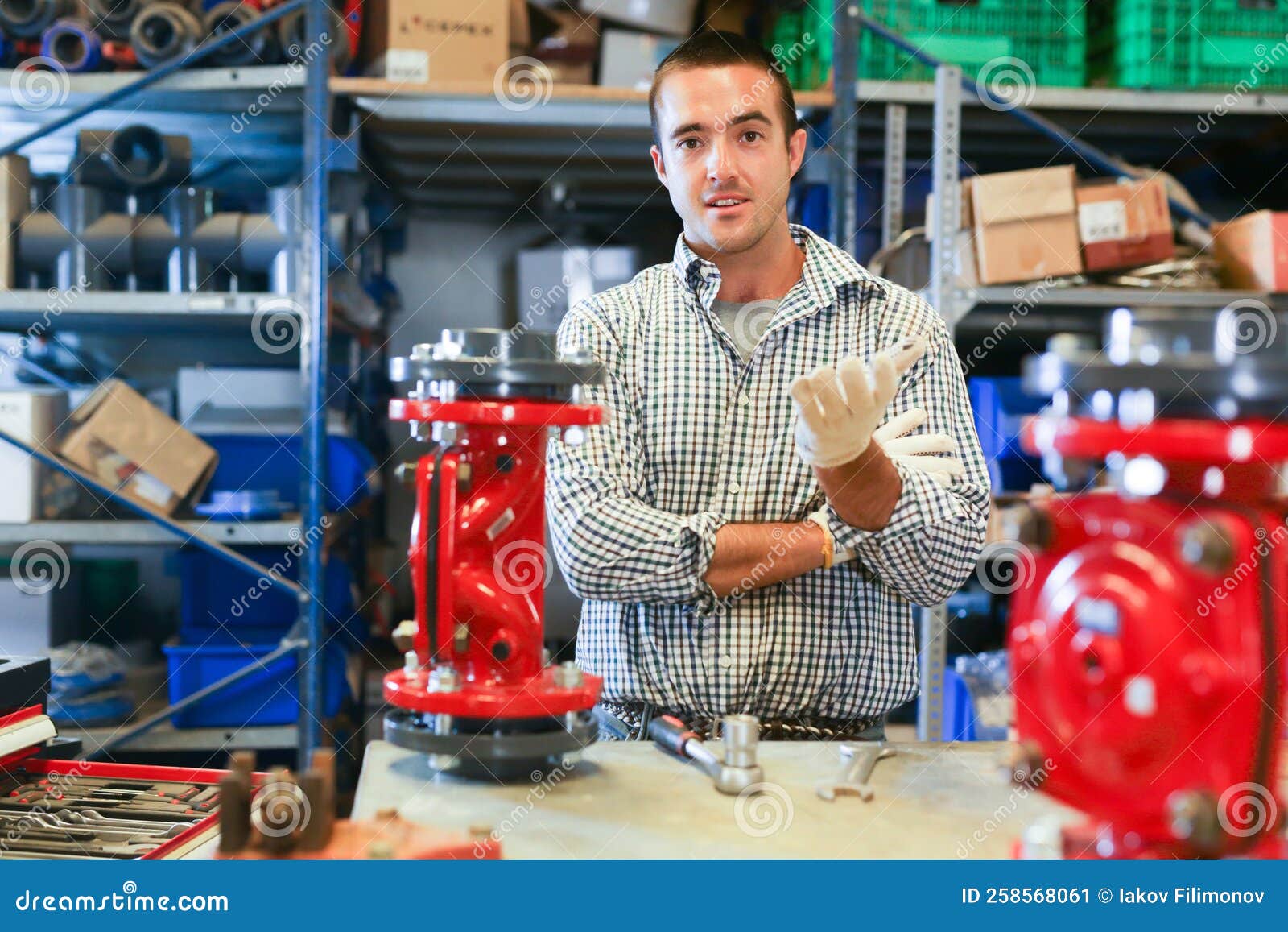 Portrait of Professional Plumber at Workbench Stock Image - Image of ...