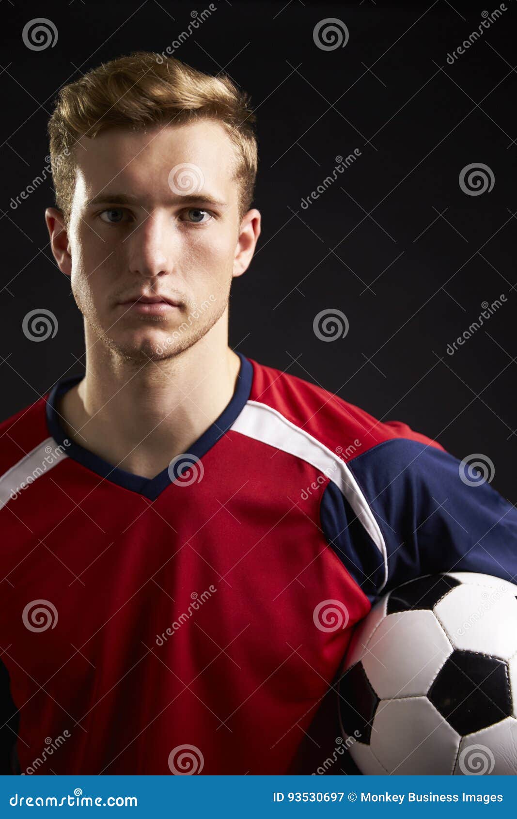 Portrait of Professional Soccer Player with Ball in Studio Stock Image ...