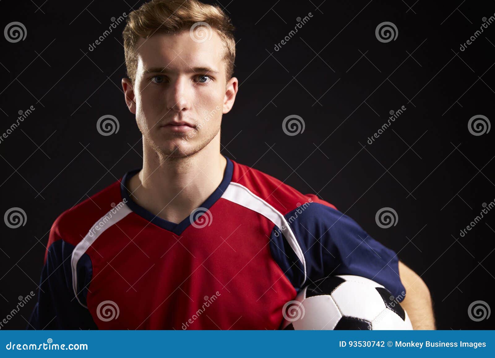 Portrait of Professional Soccer Player with Ball in Studio Stock Photo ...