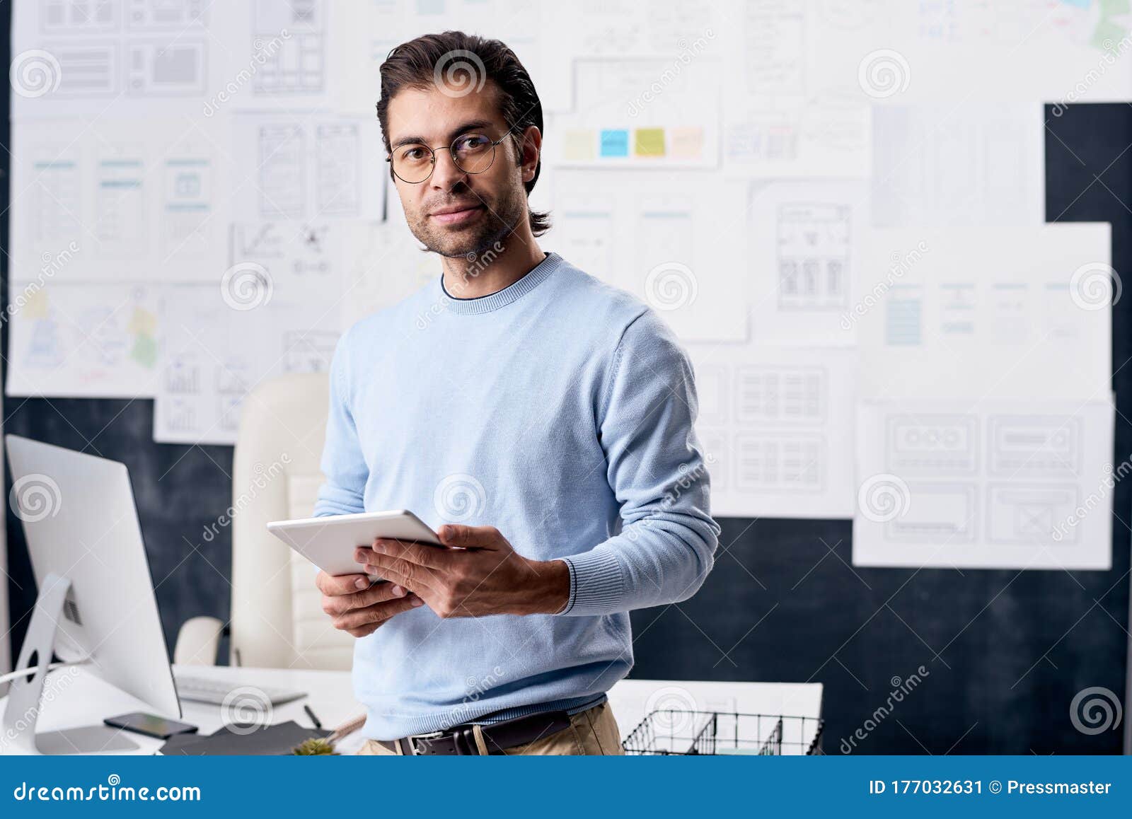 Portrait of Project Manager in Office Stock Image - Image of standing ...