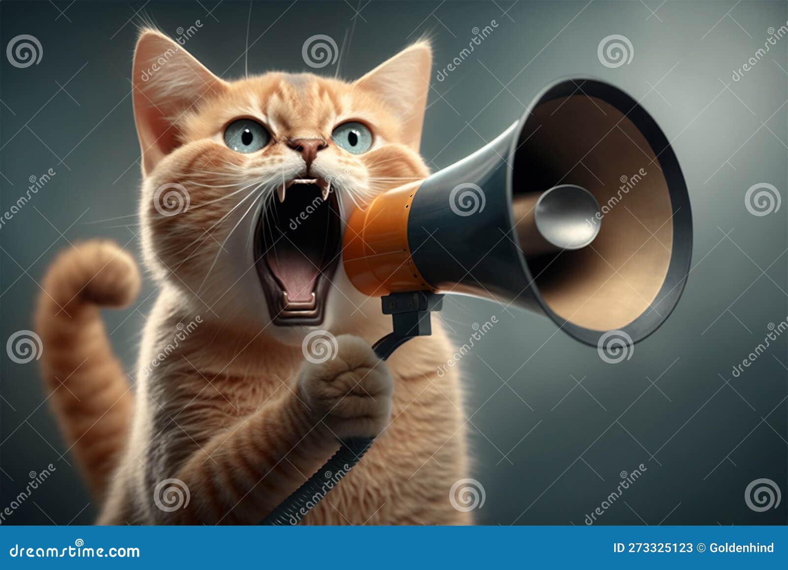 The Portrait of a Protesting Cat Shouting Aggressively into Megaphone ...