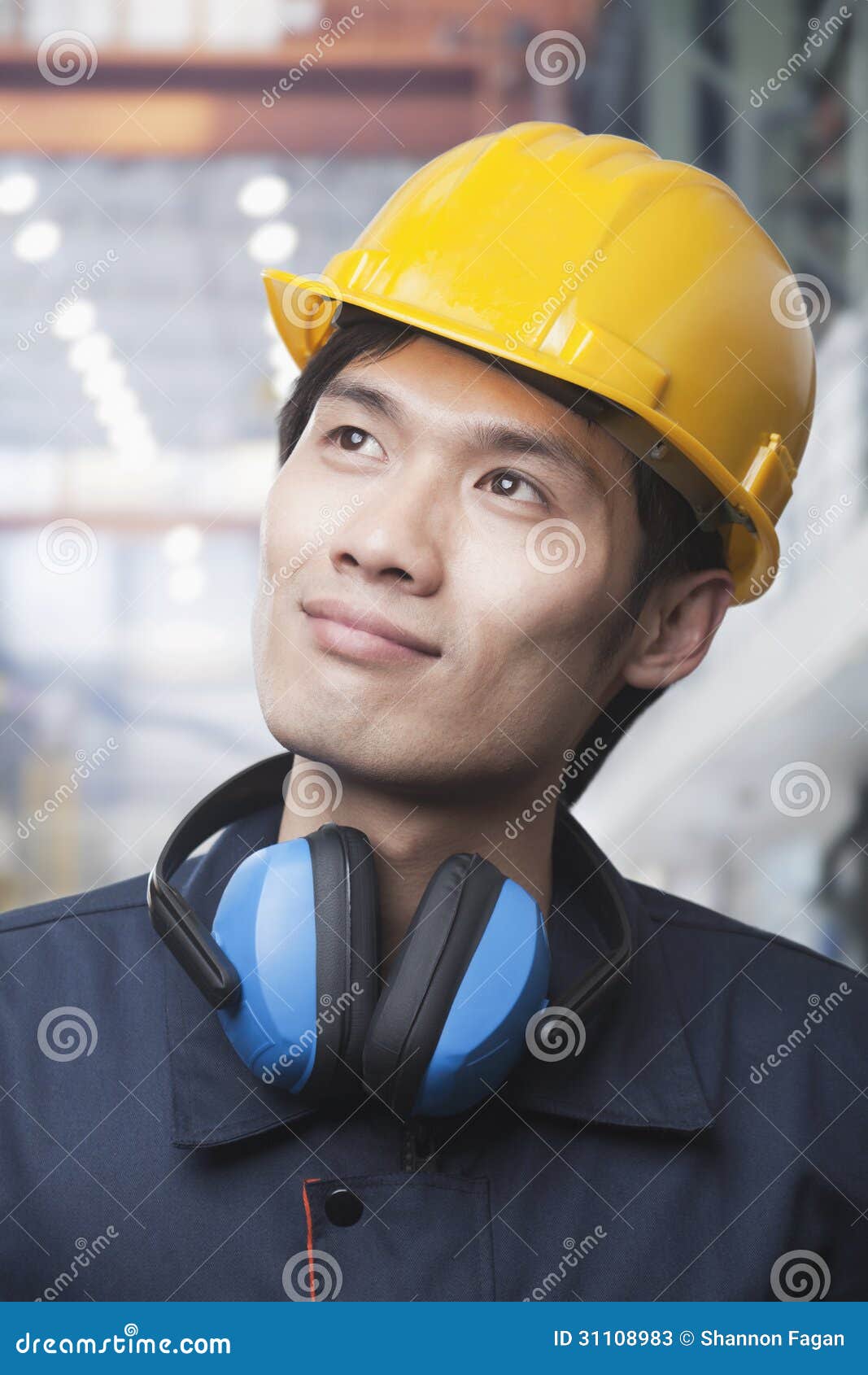 Portrait of Proud Young Engineer Wearing a Yellow Hardhat Stock Image ...