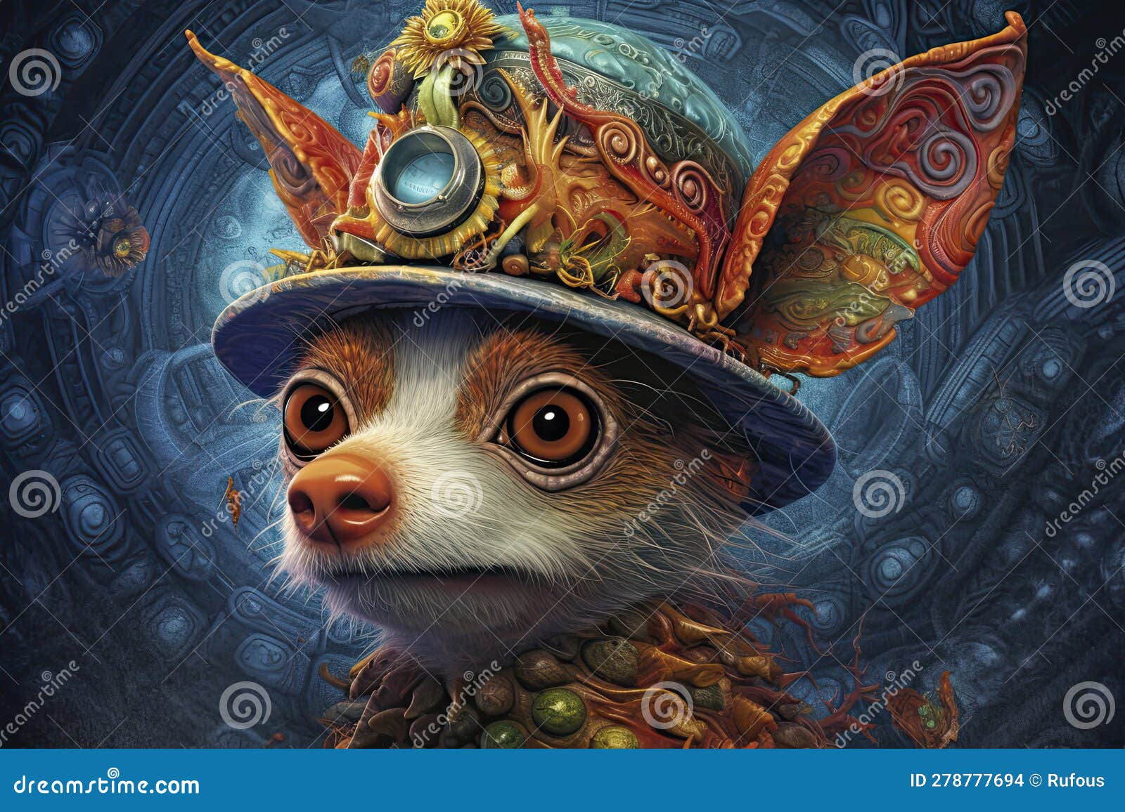 A Portrait of a Psychedelic Dog Wearing Hat.AI Generative Stock ...