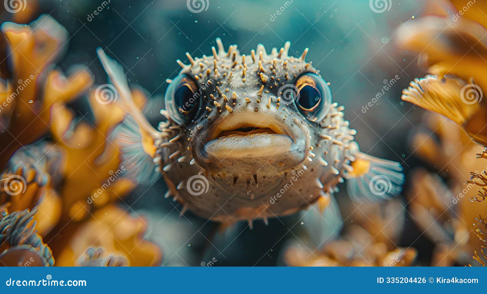 Portrait of a puffer fish stock photo. Image of aquarium - 335204426