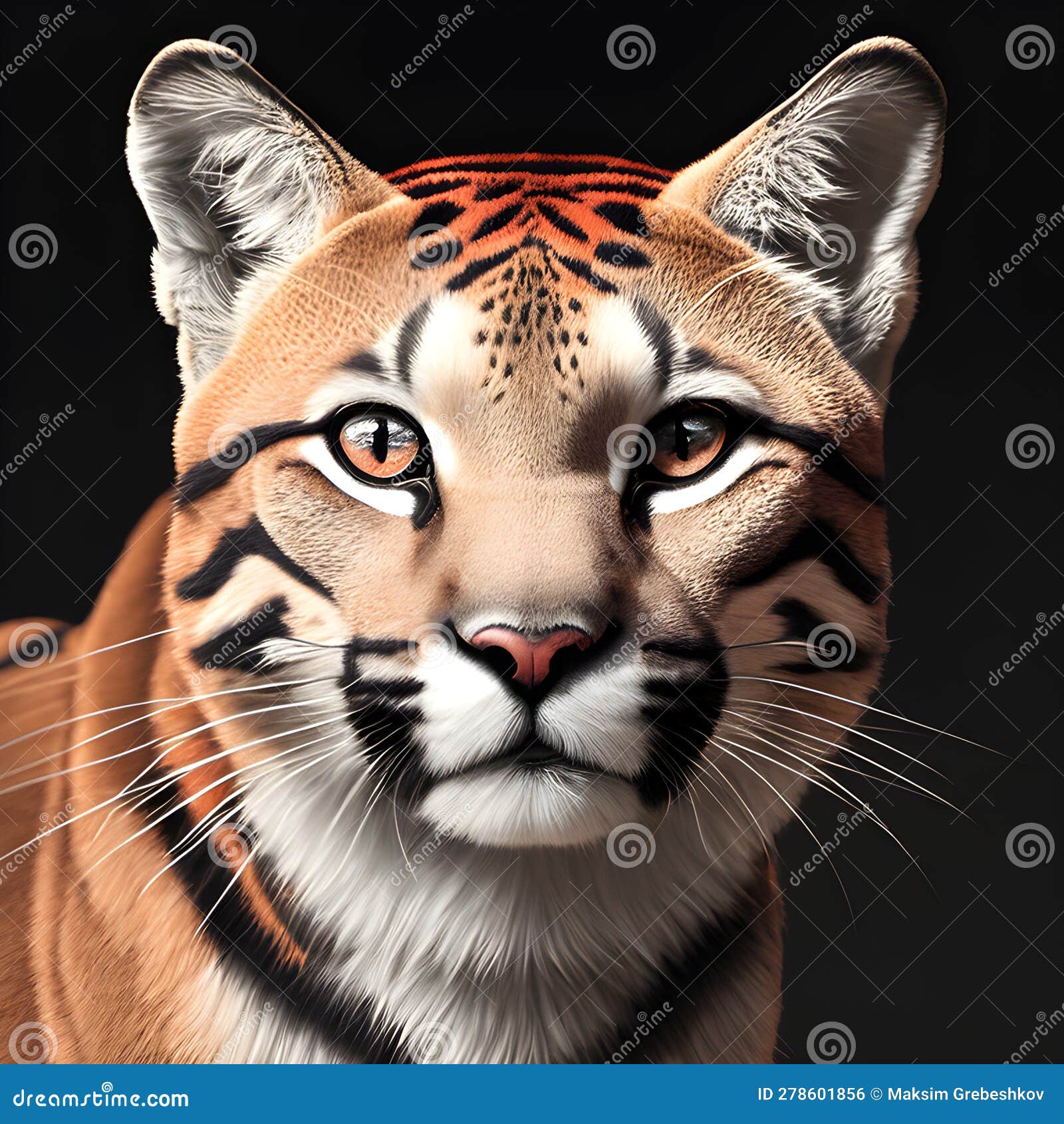 Face of a Puma with a Dark Background. Generative AI Stock Illustration ...