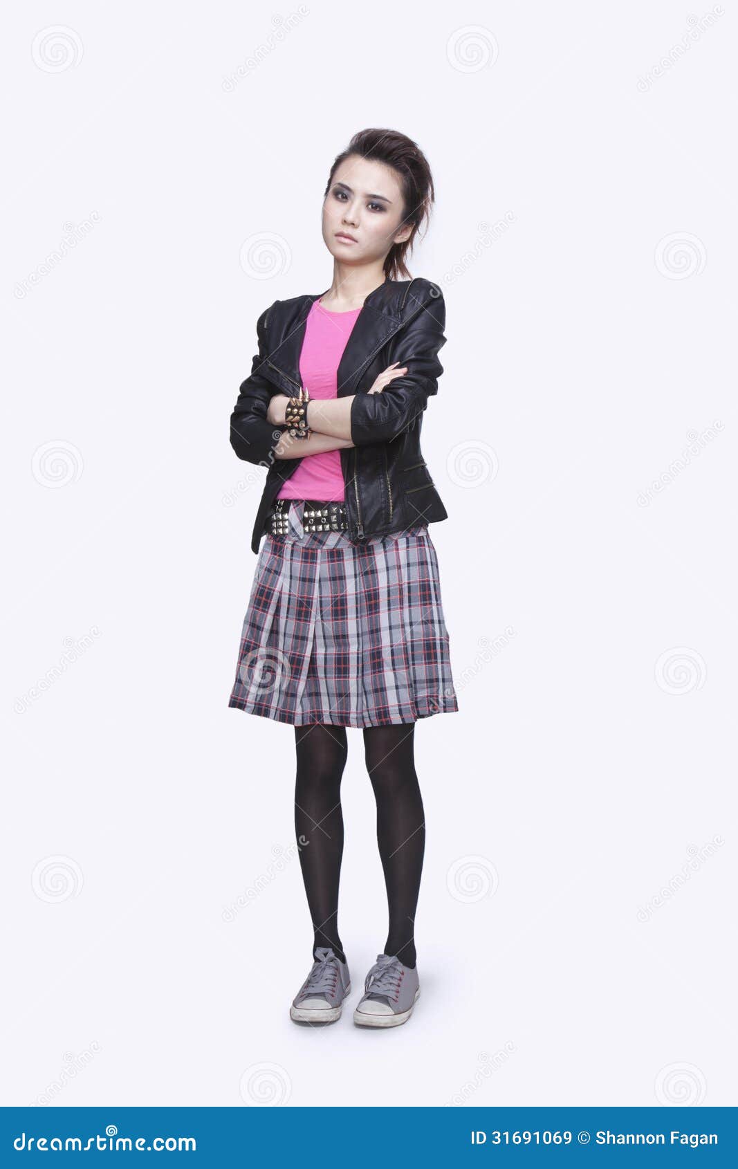 Portrait Punk Rock Girl Standing Stock Image - Image of front, camera ...