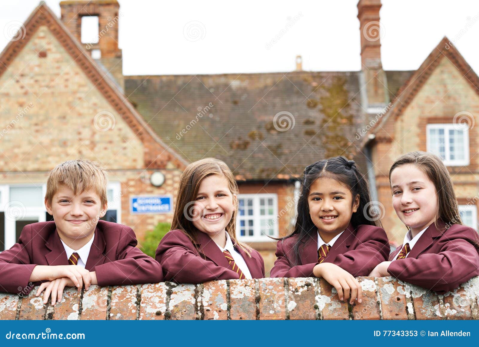 Portrait of Pupils in Uniform Outside School Building Stock Image ...