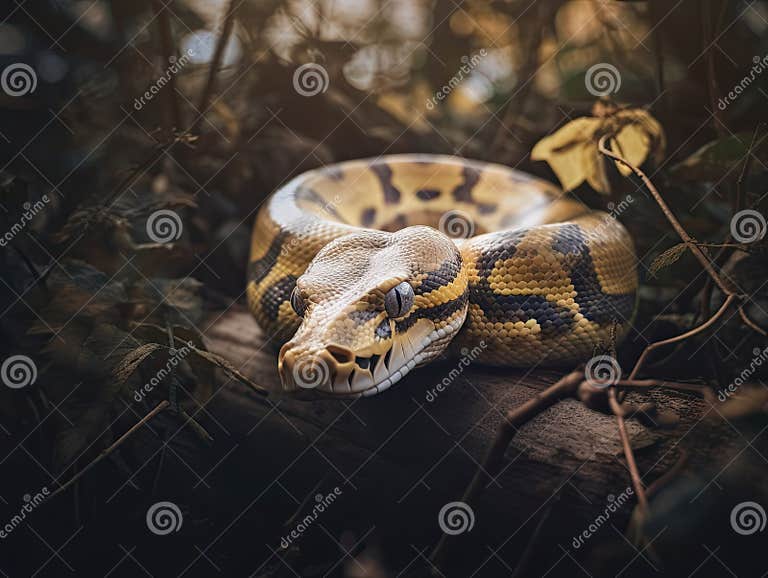 Portrait of a Python (Reticulated Python) in the Forest Stock ...