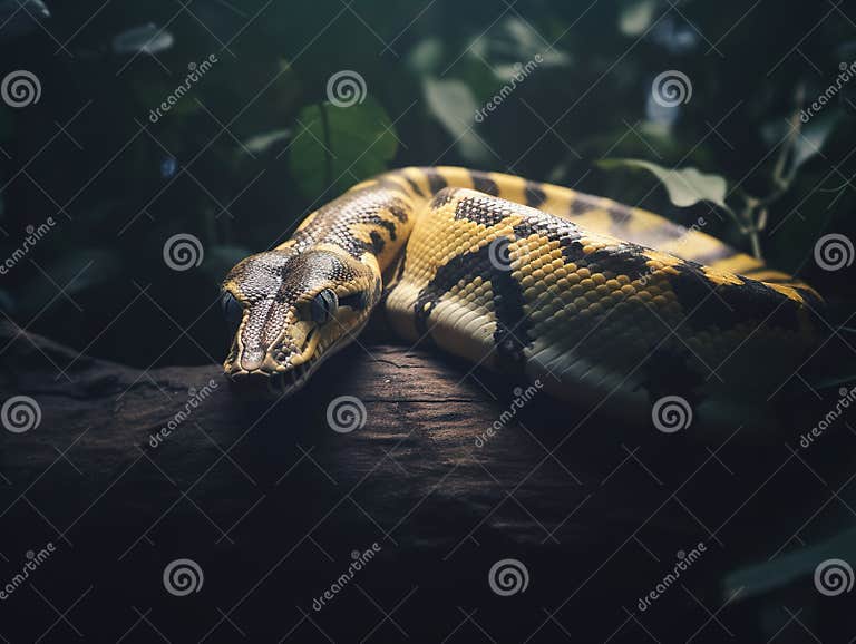Portrait of a Python (Reticulated Python) in the Forest Stock ...