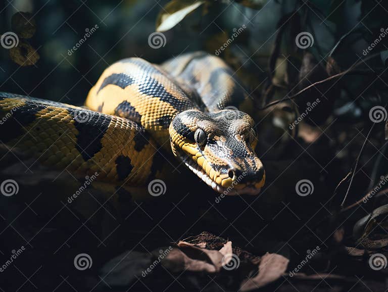 Portrait of a Python (Reticulated Python) in the Forest Stock ...