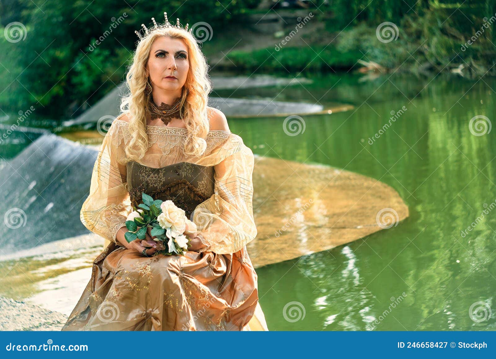 Portrait of the Queen in Nature by the River. Stock Image - Image of ...