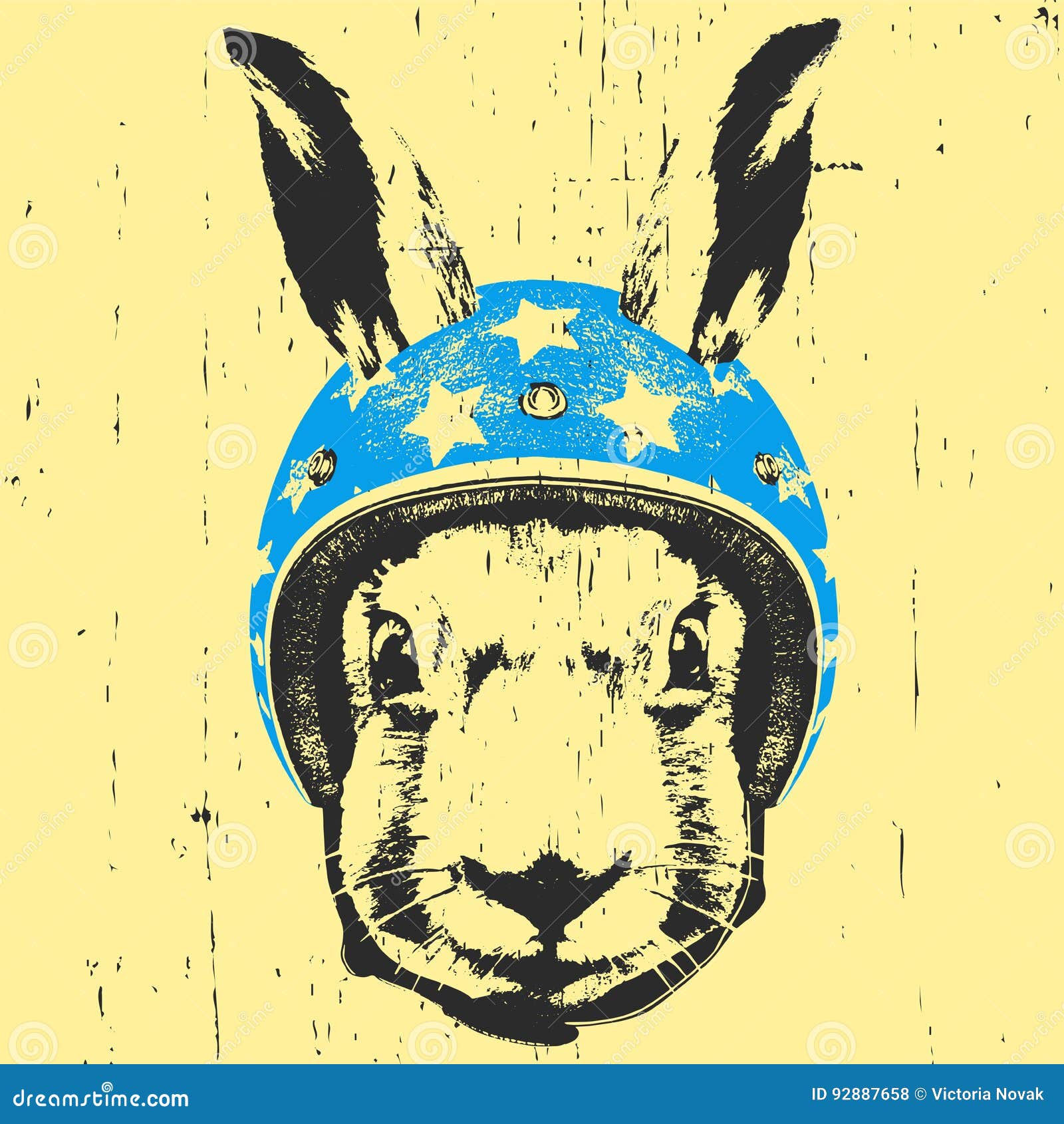 Portrait of Rabbit with Helmet. Stock Vector - Illustration of funny ...