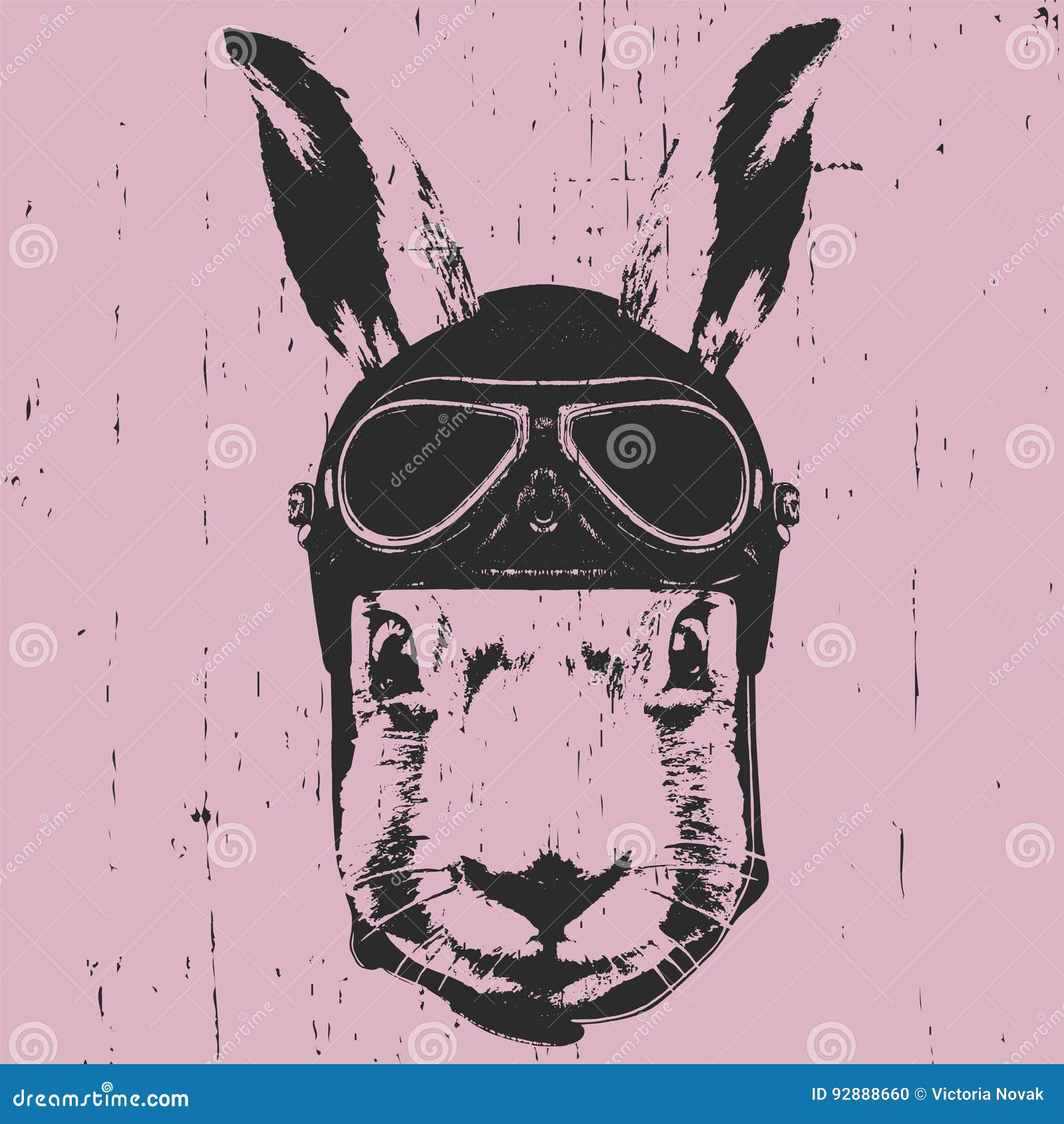 Portrait of Rabbit with Helmet. Stock Vector - Illustration of ...