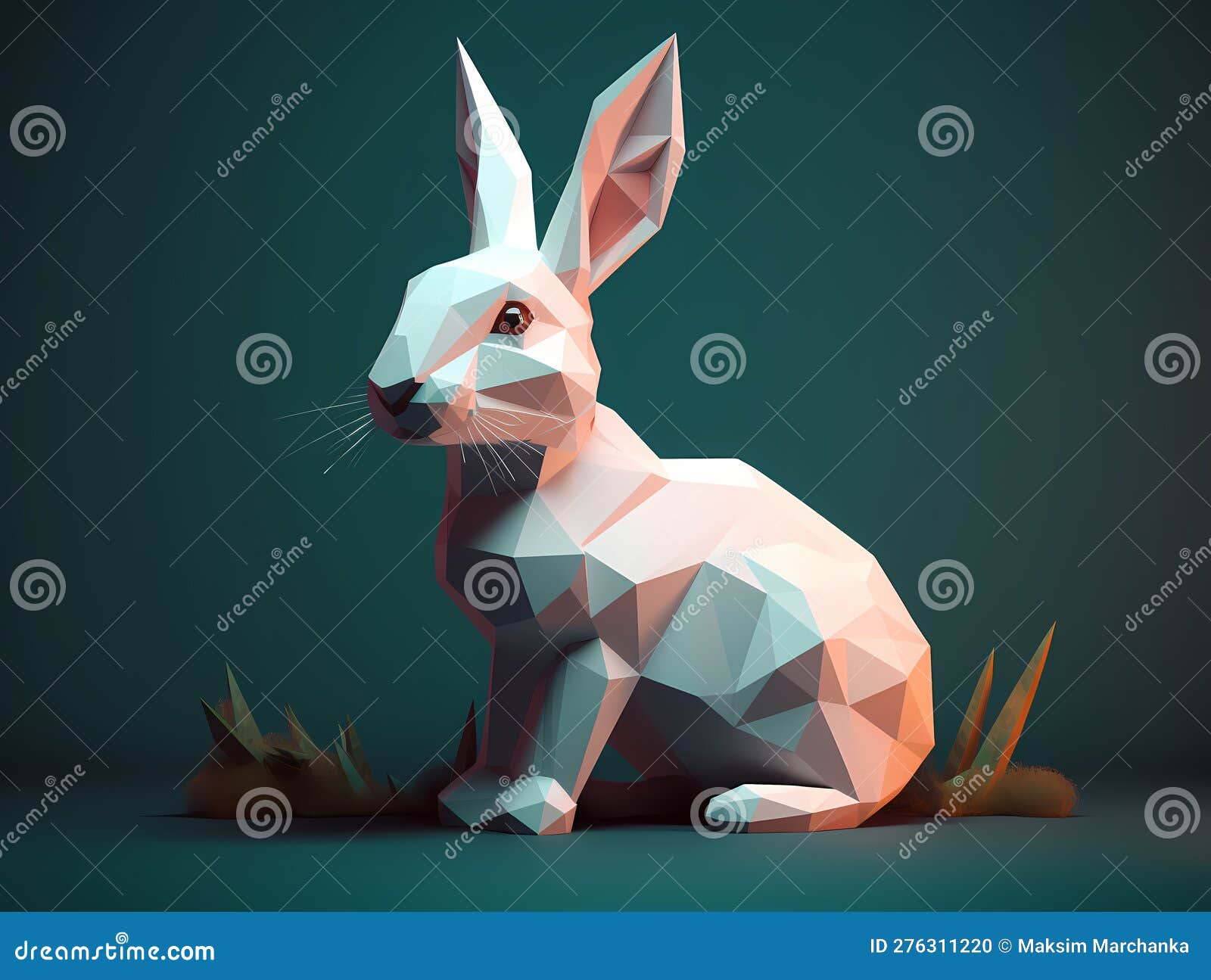 Portrait of a Rabbit in Low Poly Style, AI Generated Stock Illustration ...