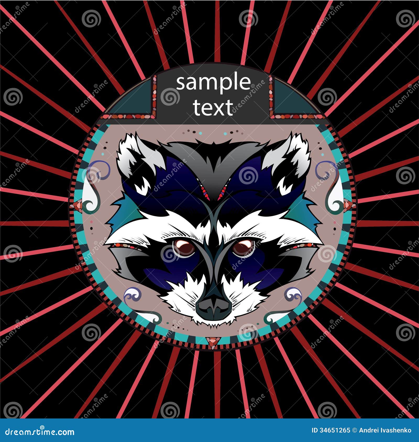 Portrait Of A Raccoon In A Circle Cartoon Vector | CartoonDealer.com ...