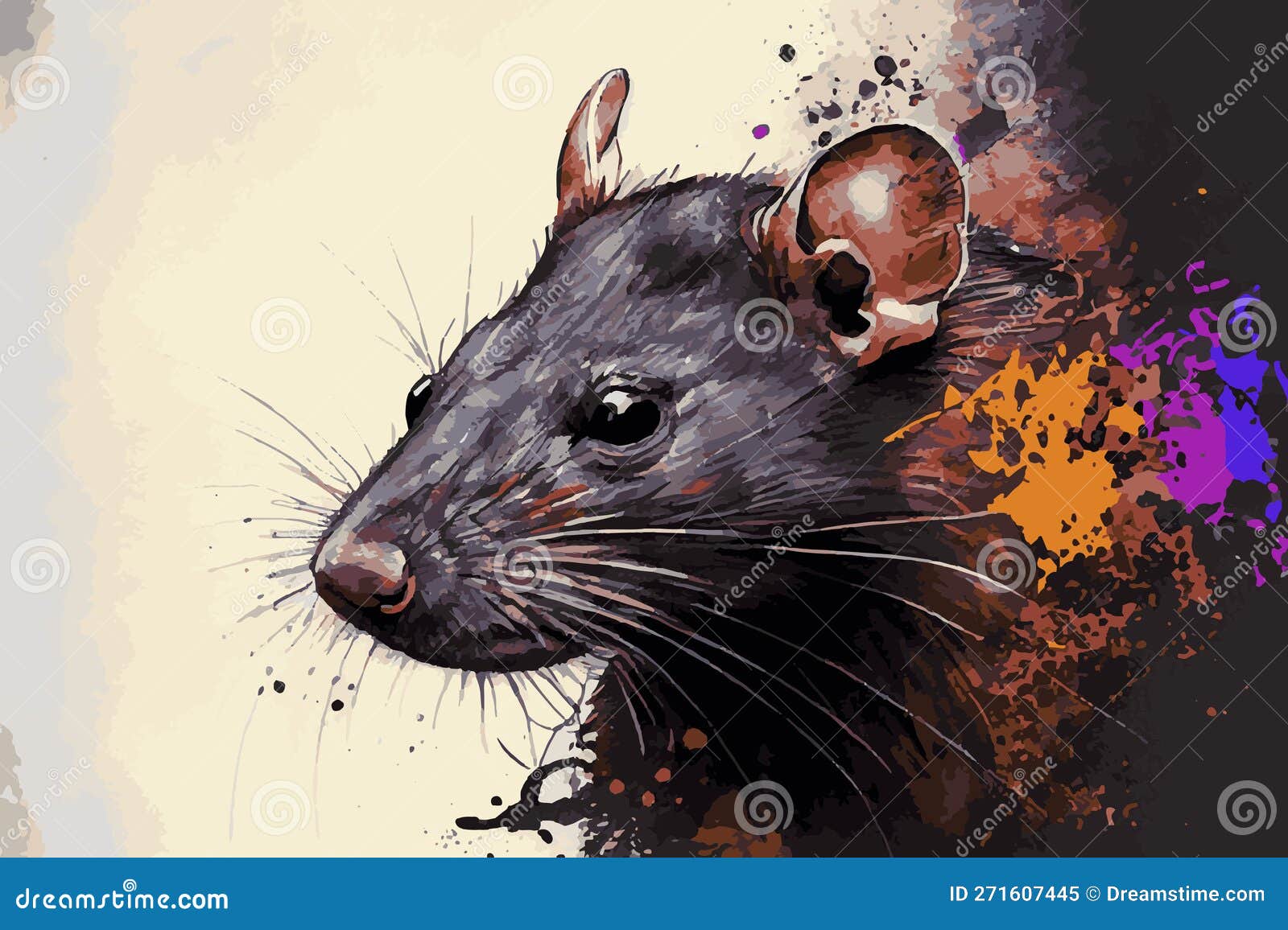Portrait of a rat stock vector. Illustration of hereditary - 271607445
