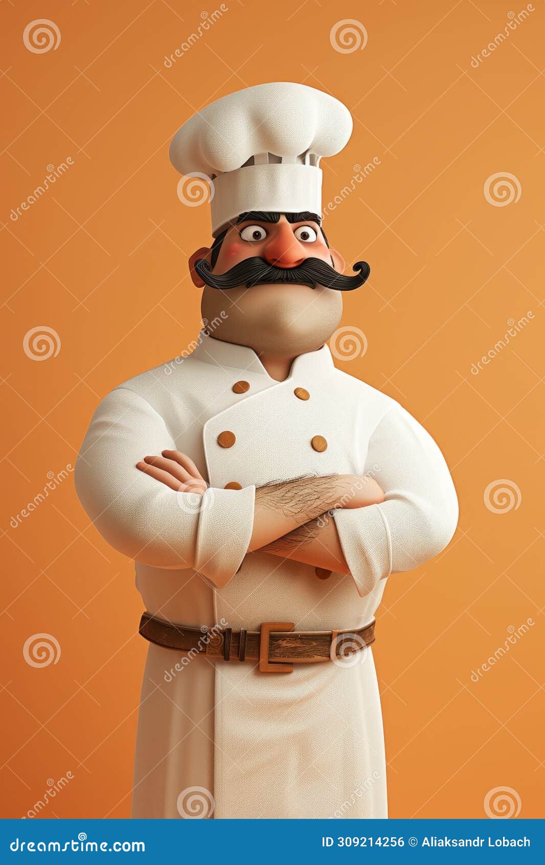 Portrait of a Rather Evil-looking Chef. 3d Illustration Stock ...