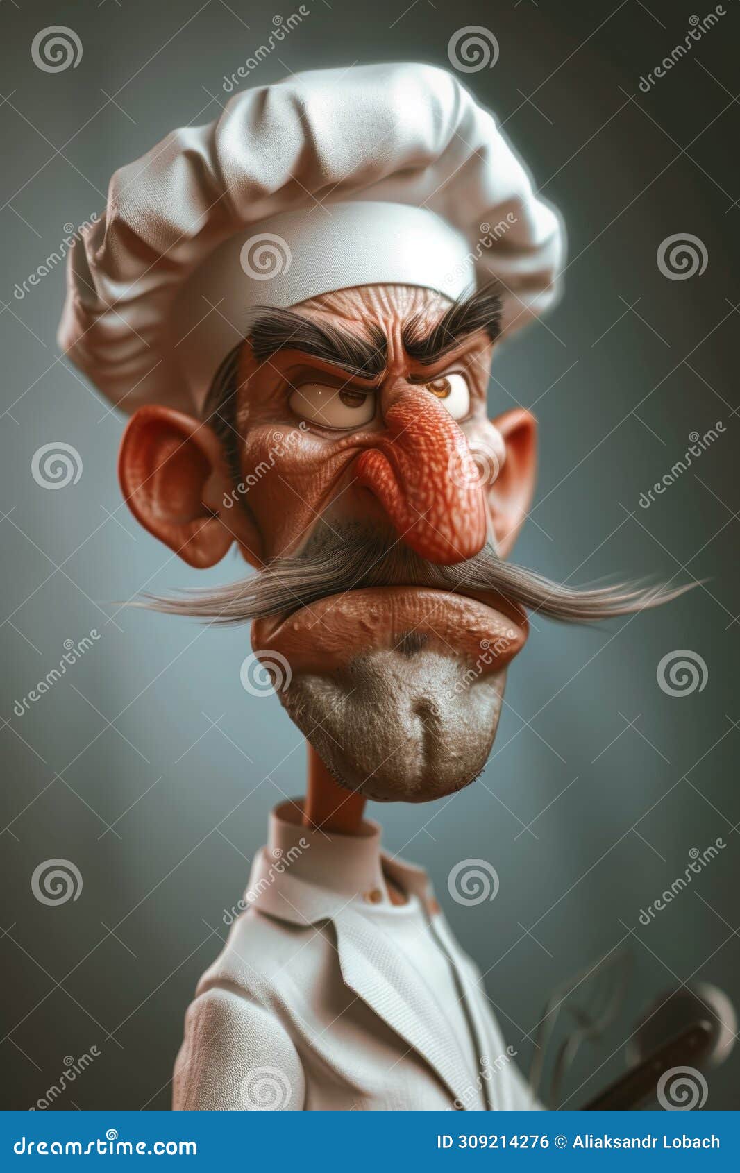 Portrait of a Rather Evil-looking Chef. 3d Illustration Stock ...