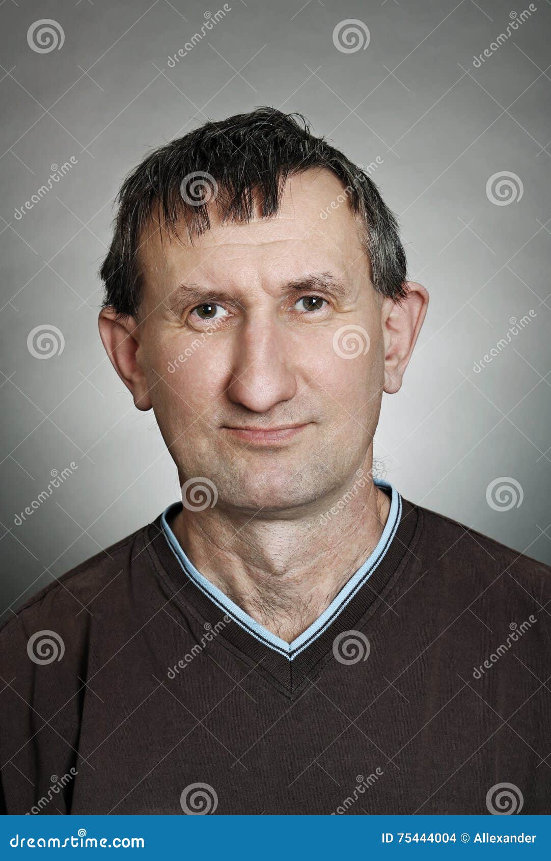 Portrait of a real man stock photo. Image of look, head - 75444004