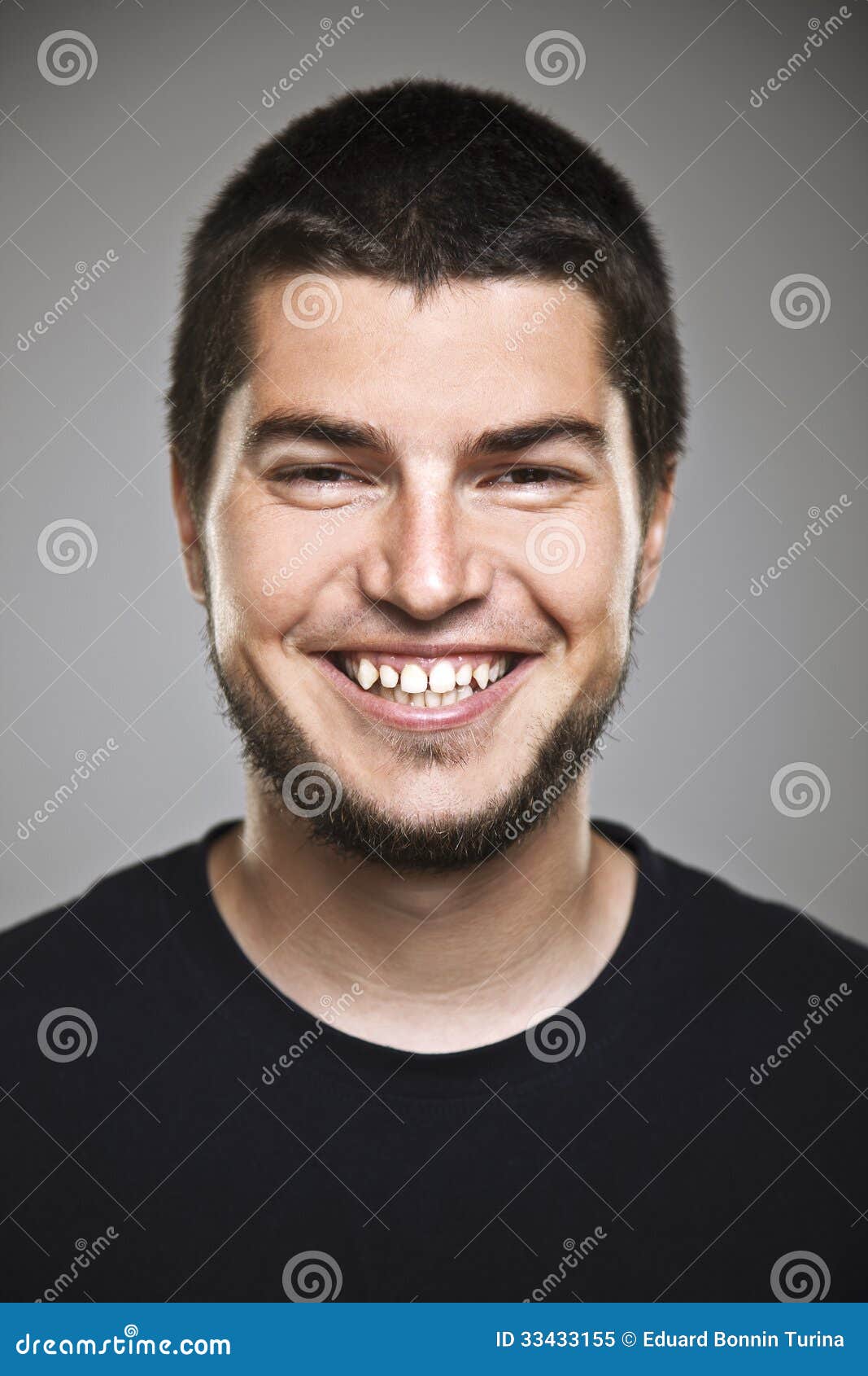 Portrait of a Real Smiling Man Over Grey Background. Stock Image ...