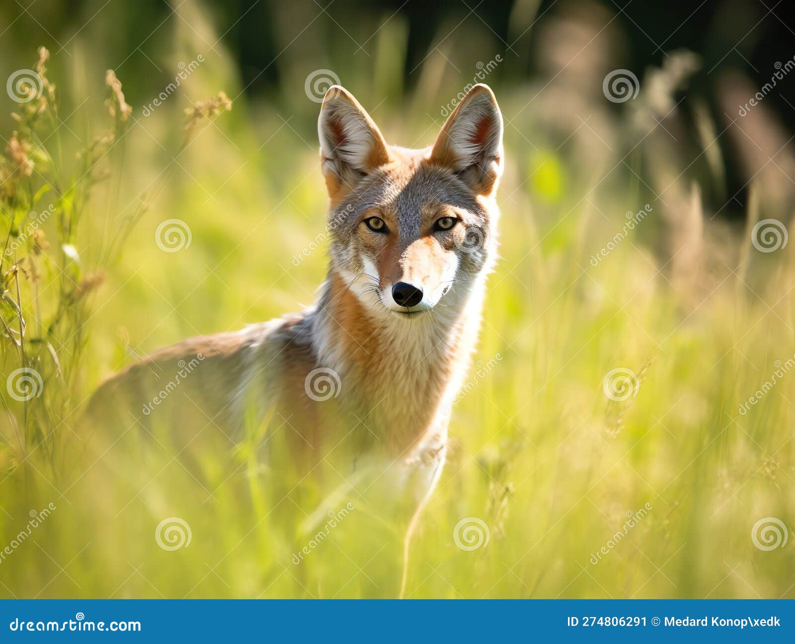 Portrait of a Red Fox (Canis Mesomelas) in the Grass. Made with ...