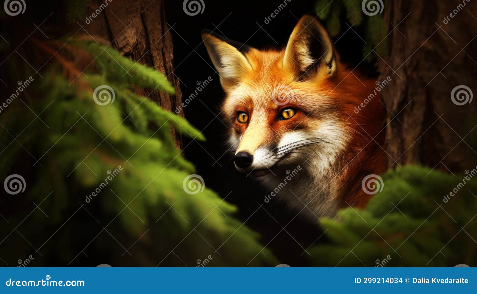 Portrait of a Red Fox in a Forest Stock Illustration - Illustration of ...