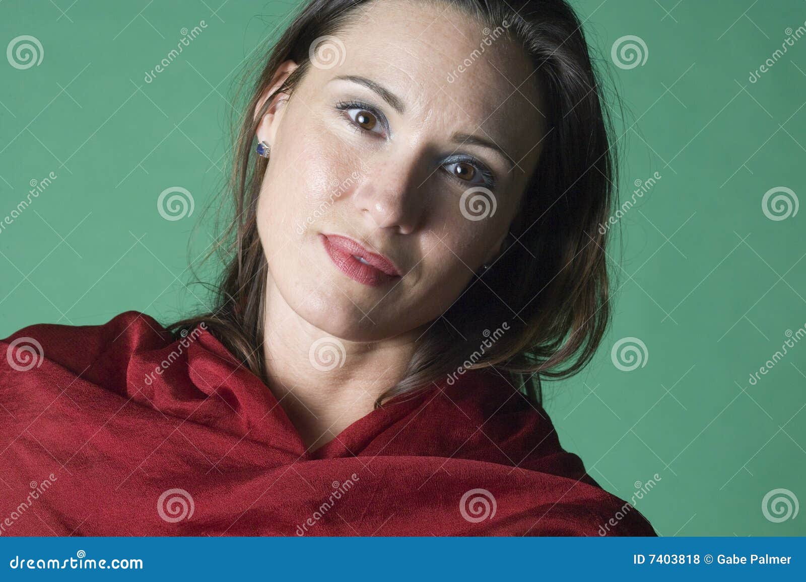 Portrait in red and green stock photo. Image of shawl - 7403818