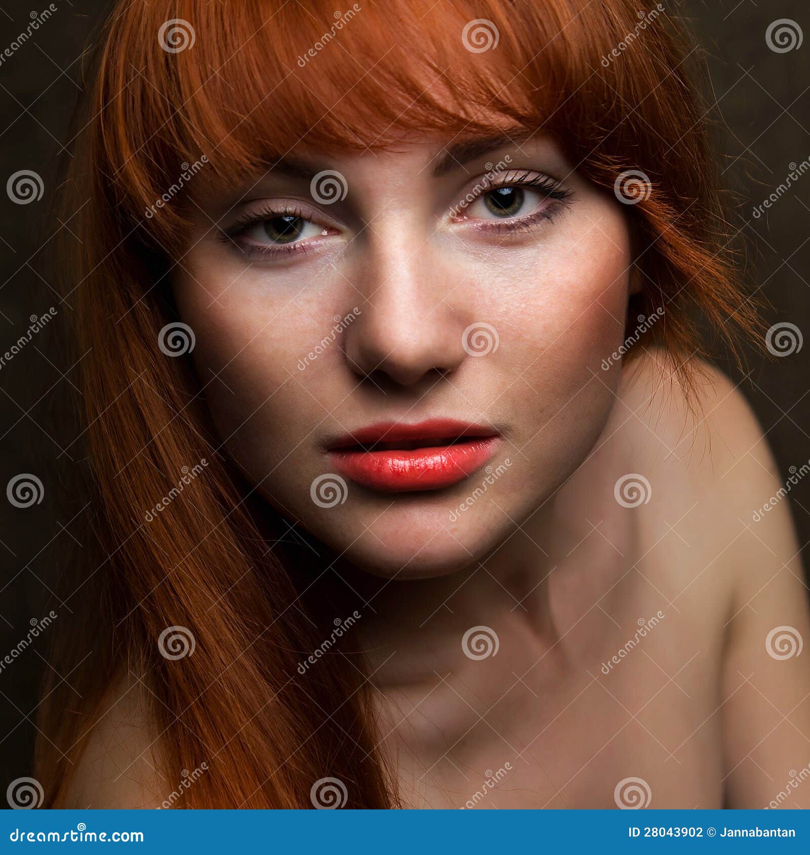 Portrait of Red-haired Fashion Model Stock Photo - Image of beauty ...