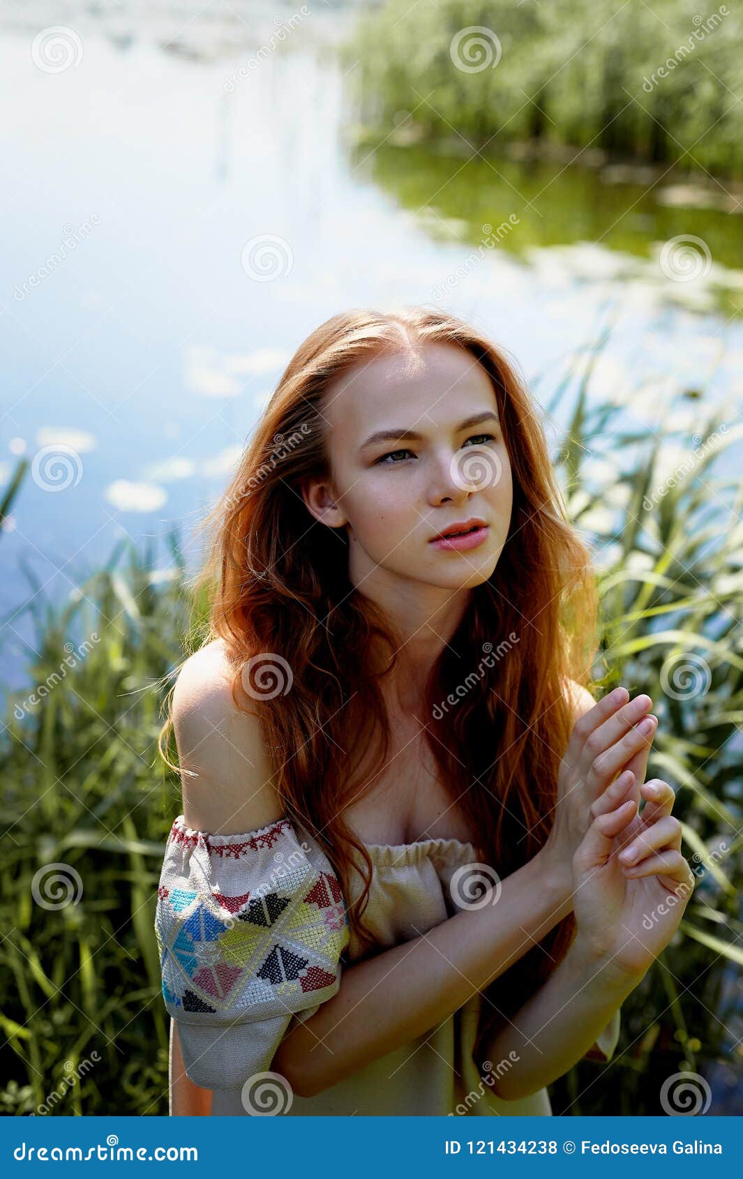 Portrait Of A Red Haired Girl With Long Hair Hair Down Artistic