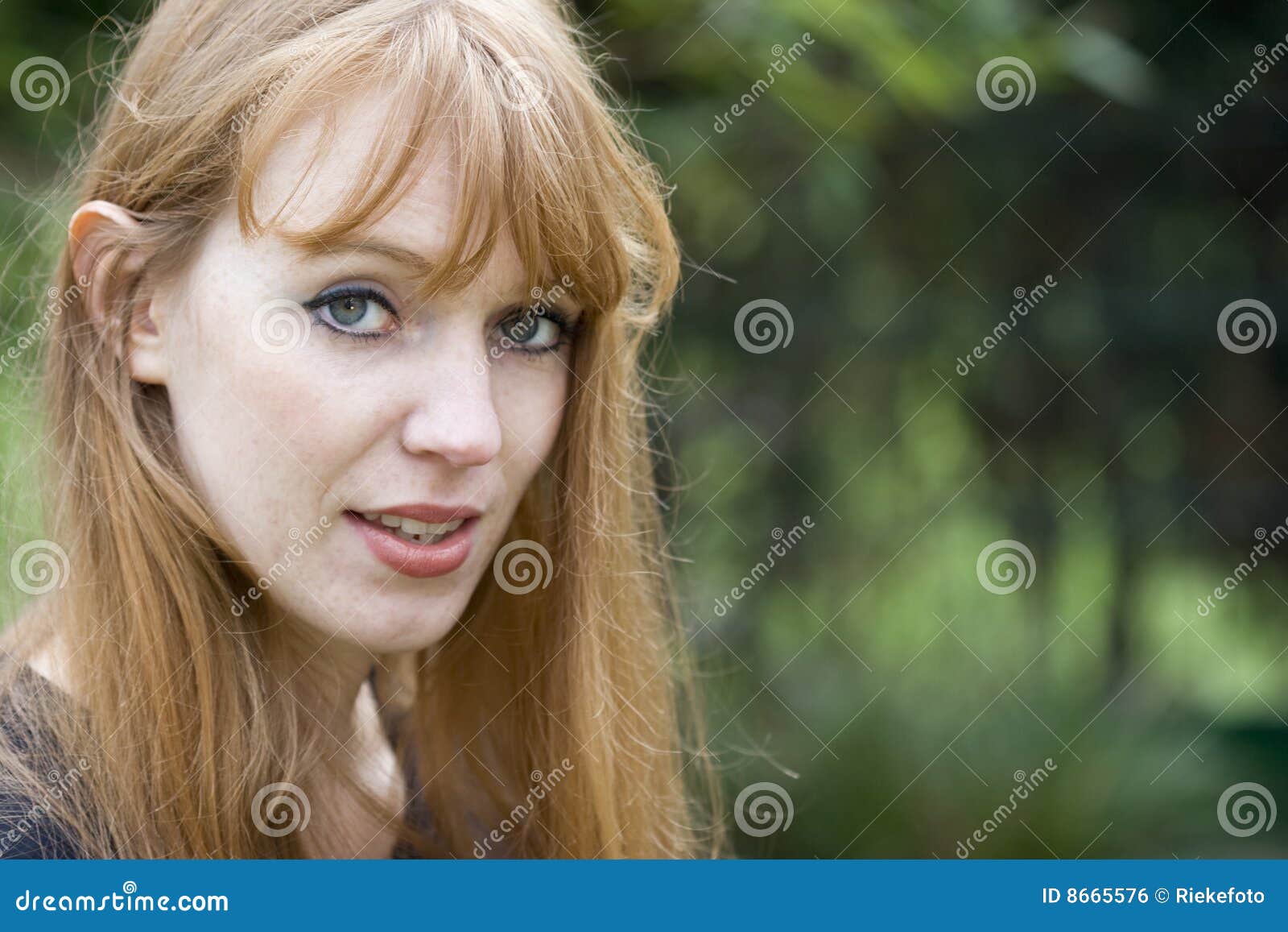 Portrait of Red-haired Woman Talking Stock Photo - Image of female ...