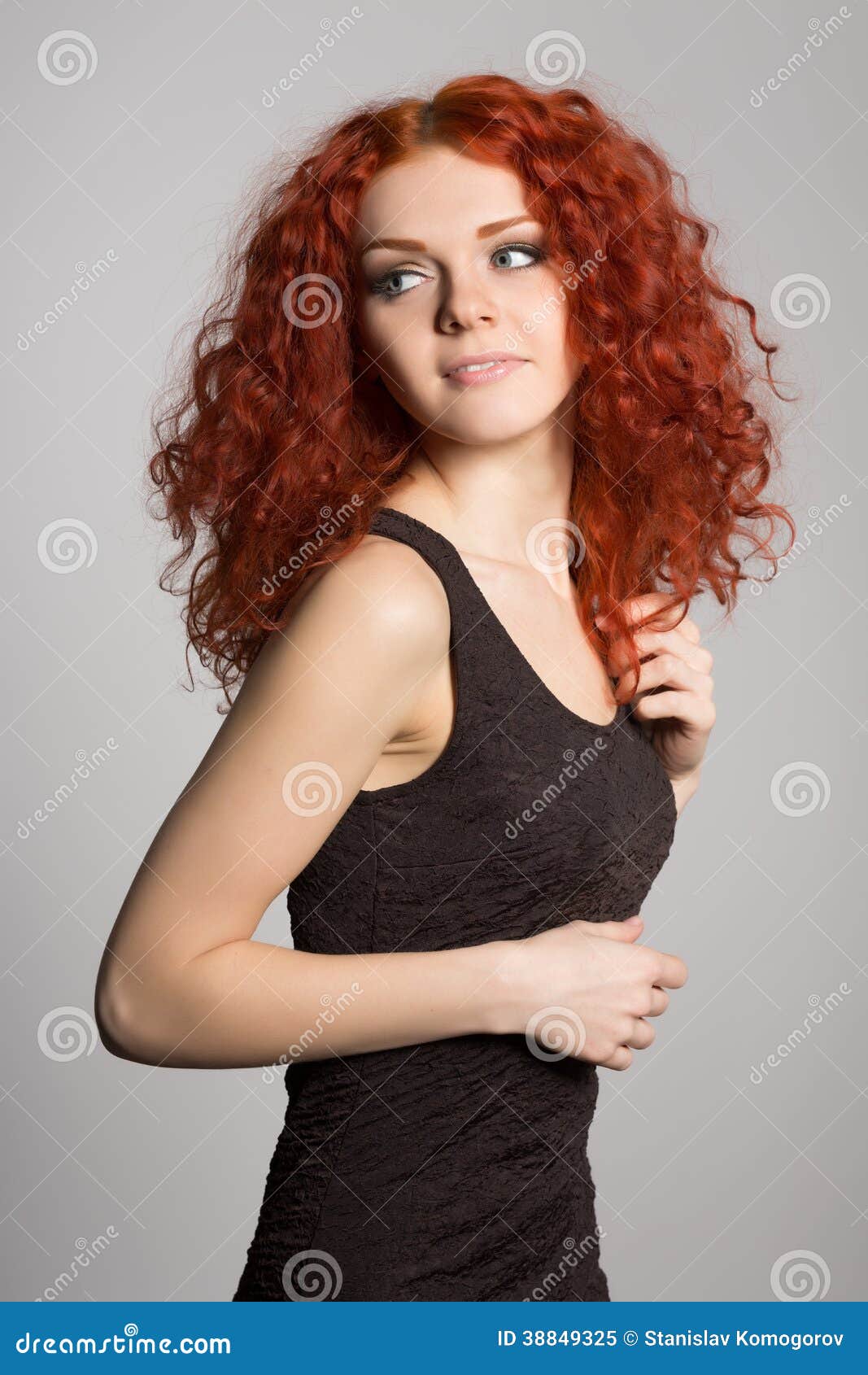 Portrait Red Haired Young Woman Stock Image Image Of Lady Gray 38849325
