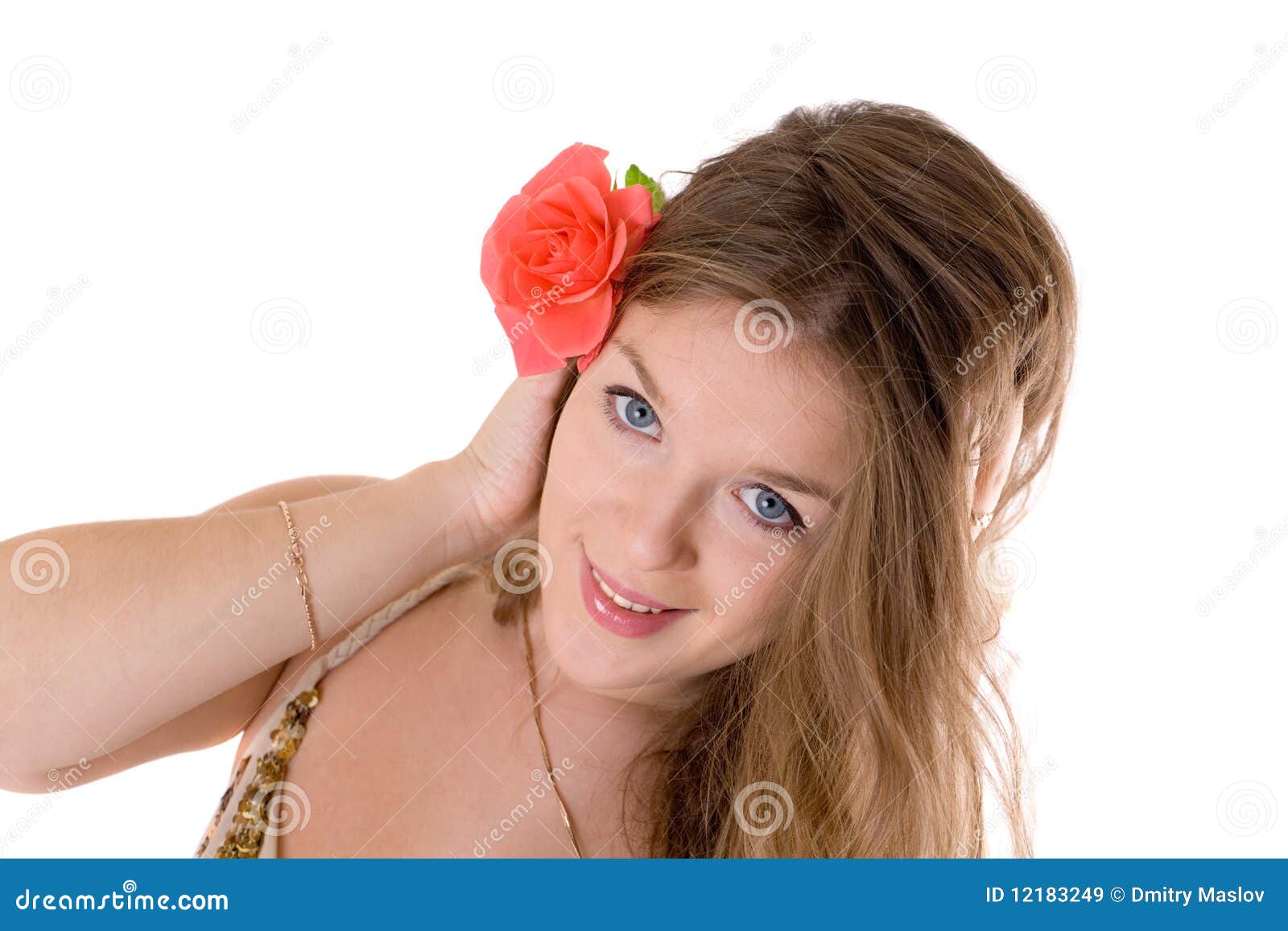 Portrait with a red rose stock image. Image of beautiful - 12183249