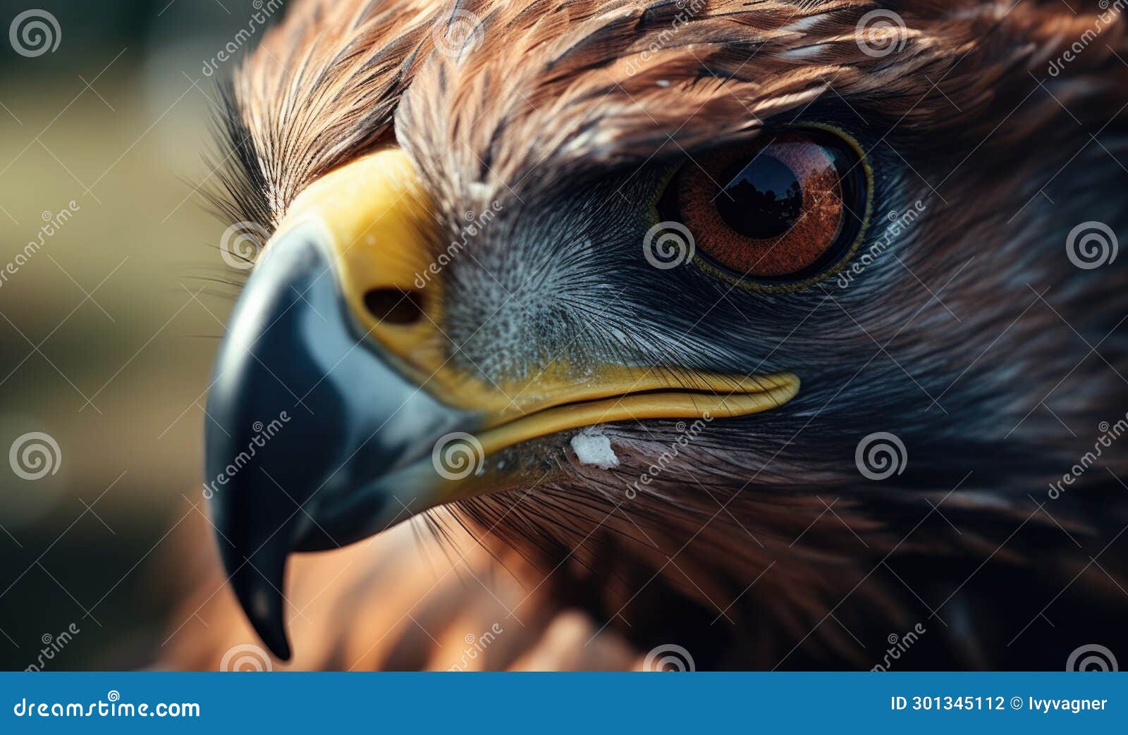 Portrait of a Red-tailed Hawk, Close-up. Close-up Portrait of a Golden ...