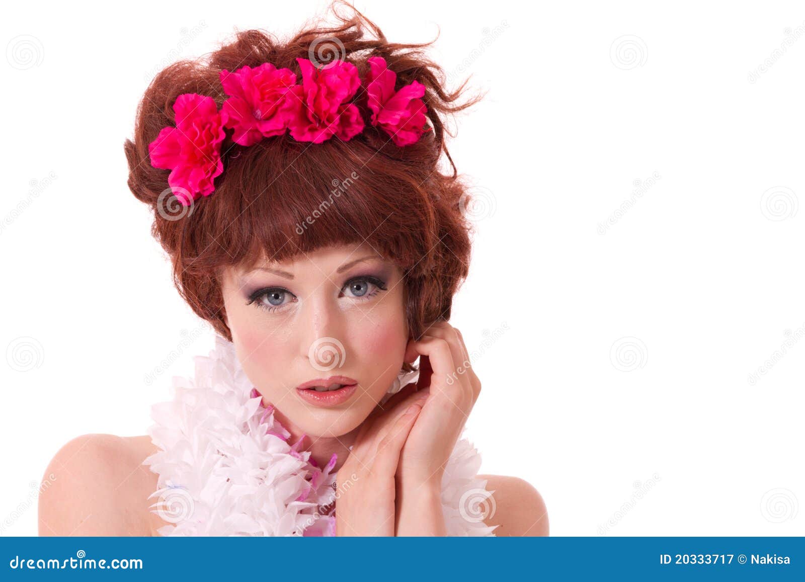 Portrait of Redhead Holding Hands To Face Stock Image - Image of ...