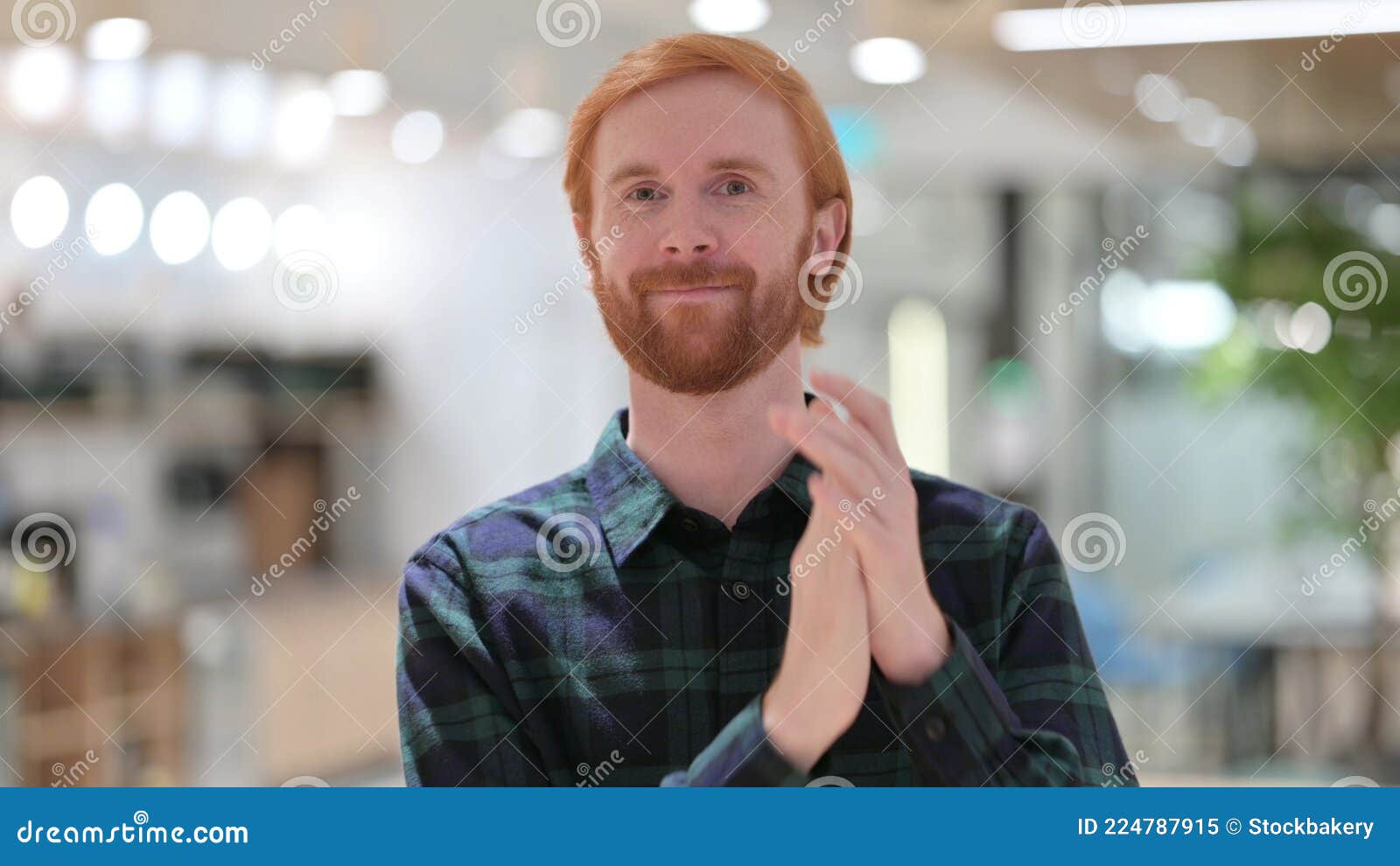 Portrait of Redhead Man Applauding, Clapping Stock Image - Image of ...