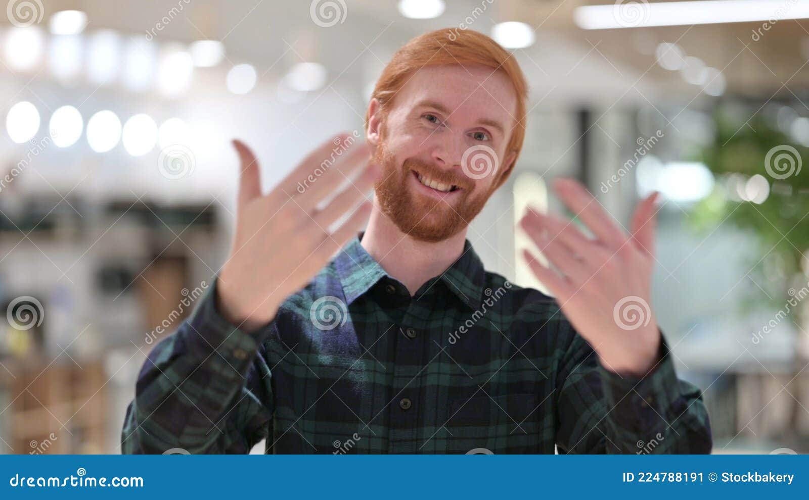 Portrait of Redhead Man Inviting People Stock Image - Image of redhead ...