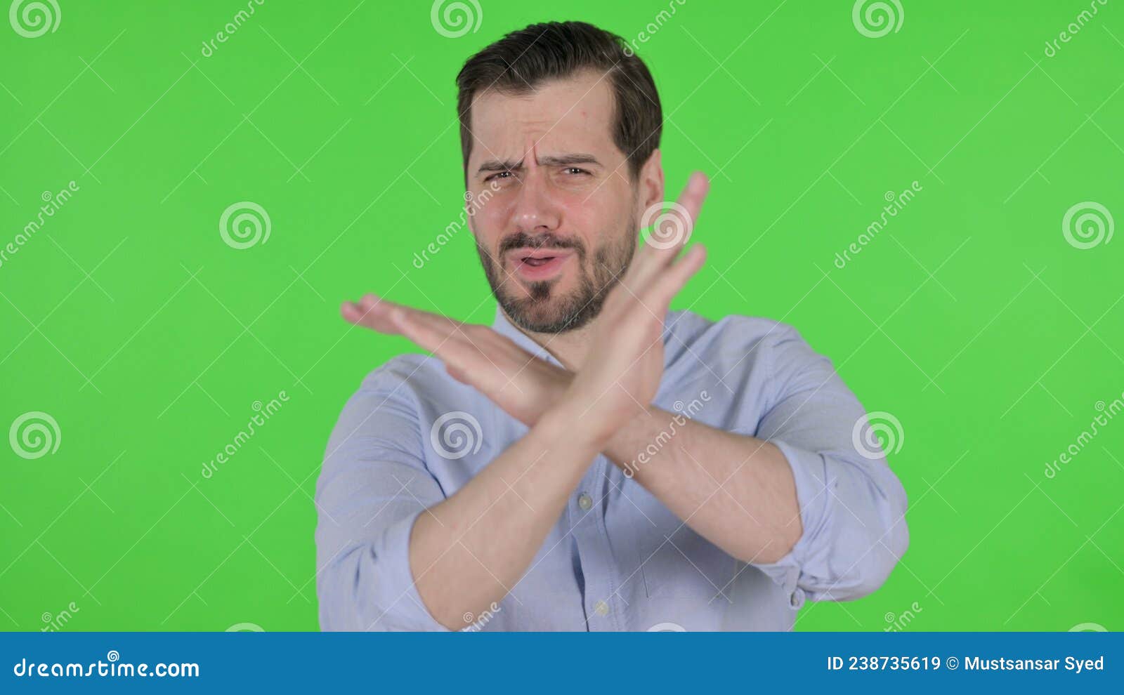 Portrait of Rejecting Man with Arm Gesture, Green Screen Stock Image ...