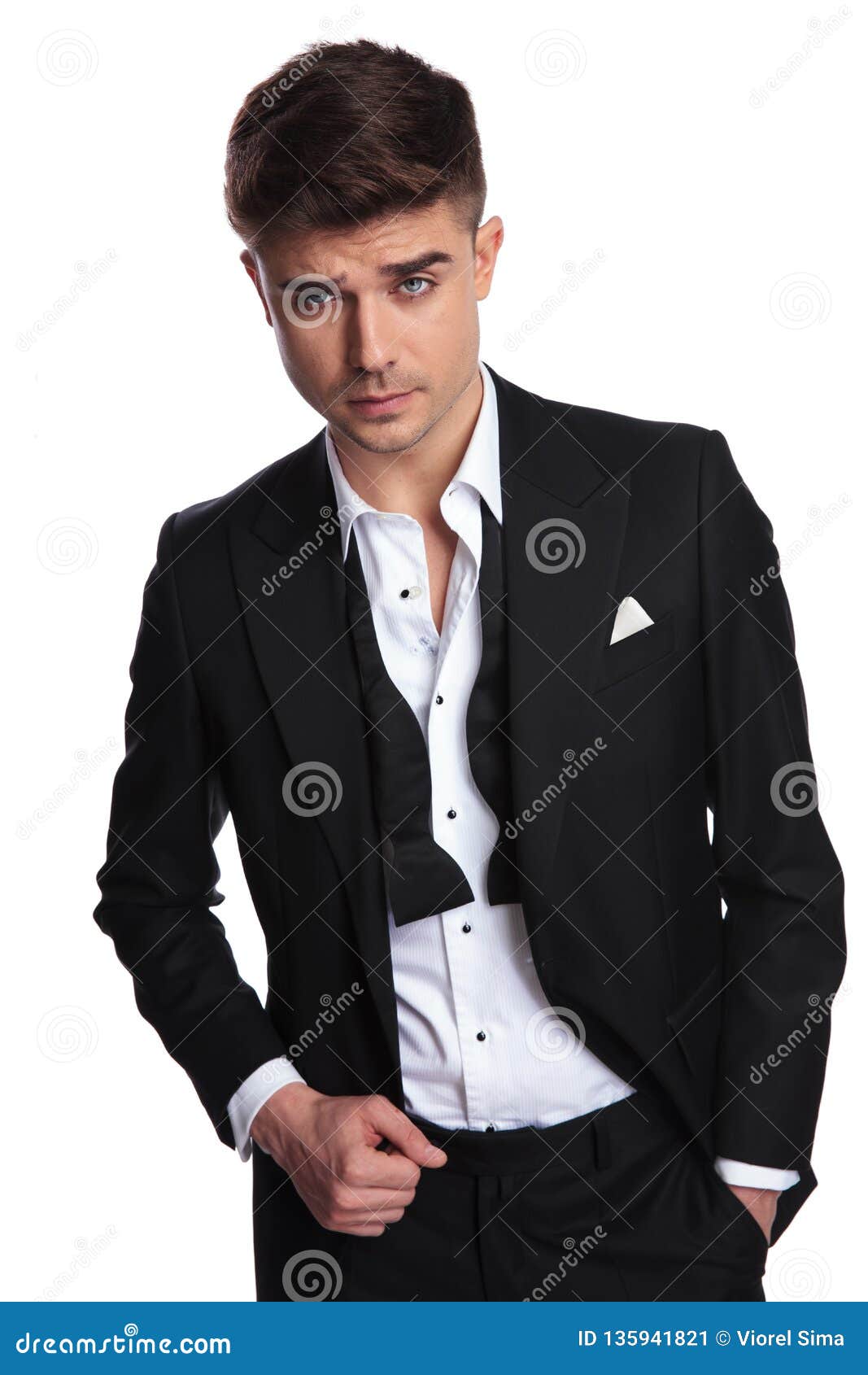 Portrait of Relaxed Man in Tuxedo Looking Up To Side Stock Image ... Portrait of Relaxed Man in Tuxedo Looking Up To Side Stock Image ...