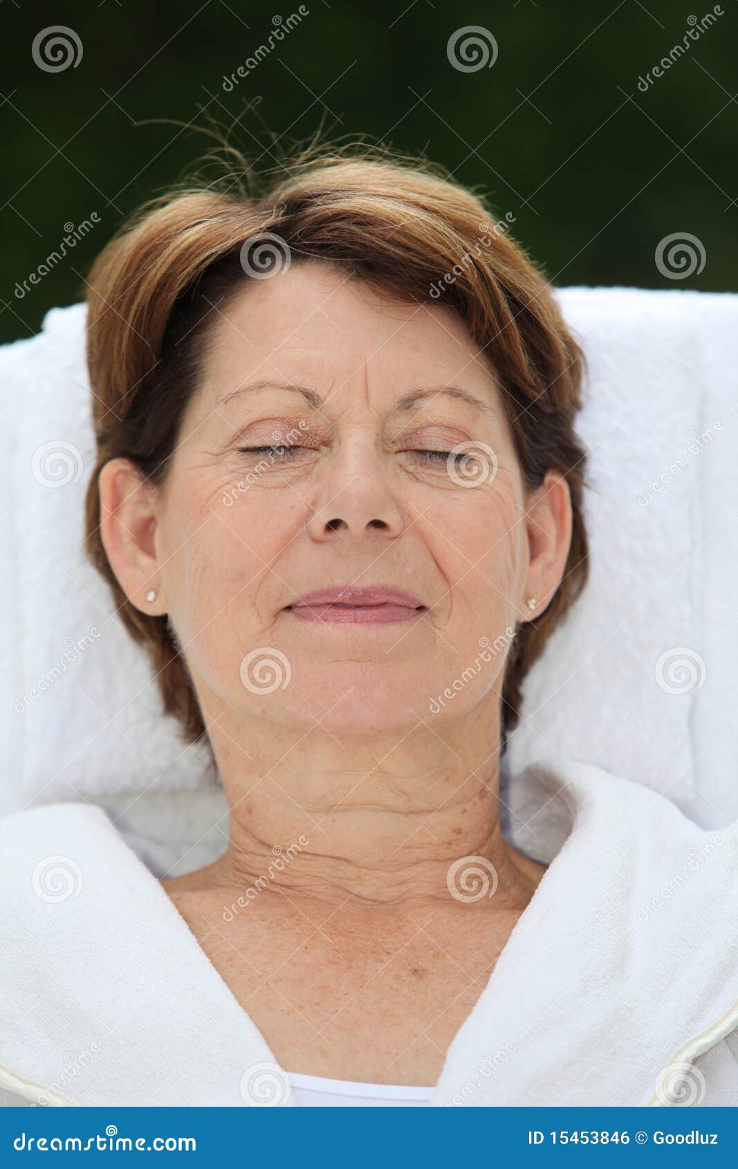 Portrait of Relaxed Senior Woman Stock Photo - Image of outdoors, happy ...