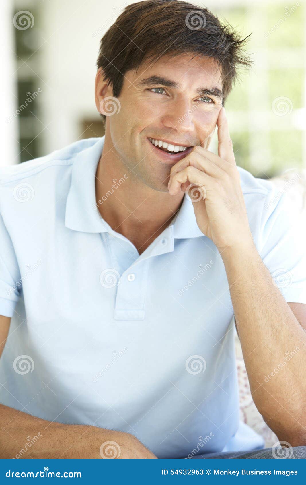 Portrait of Relaxed Young Man Stock Image - Image of sitting, thirties ...